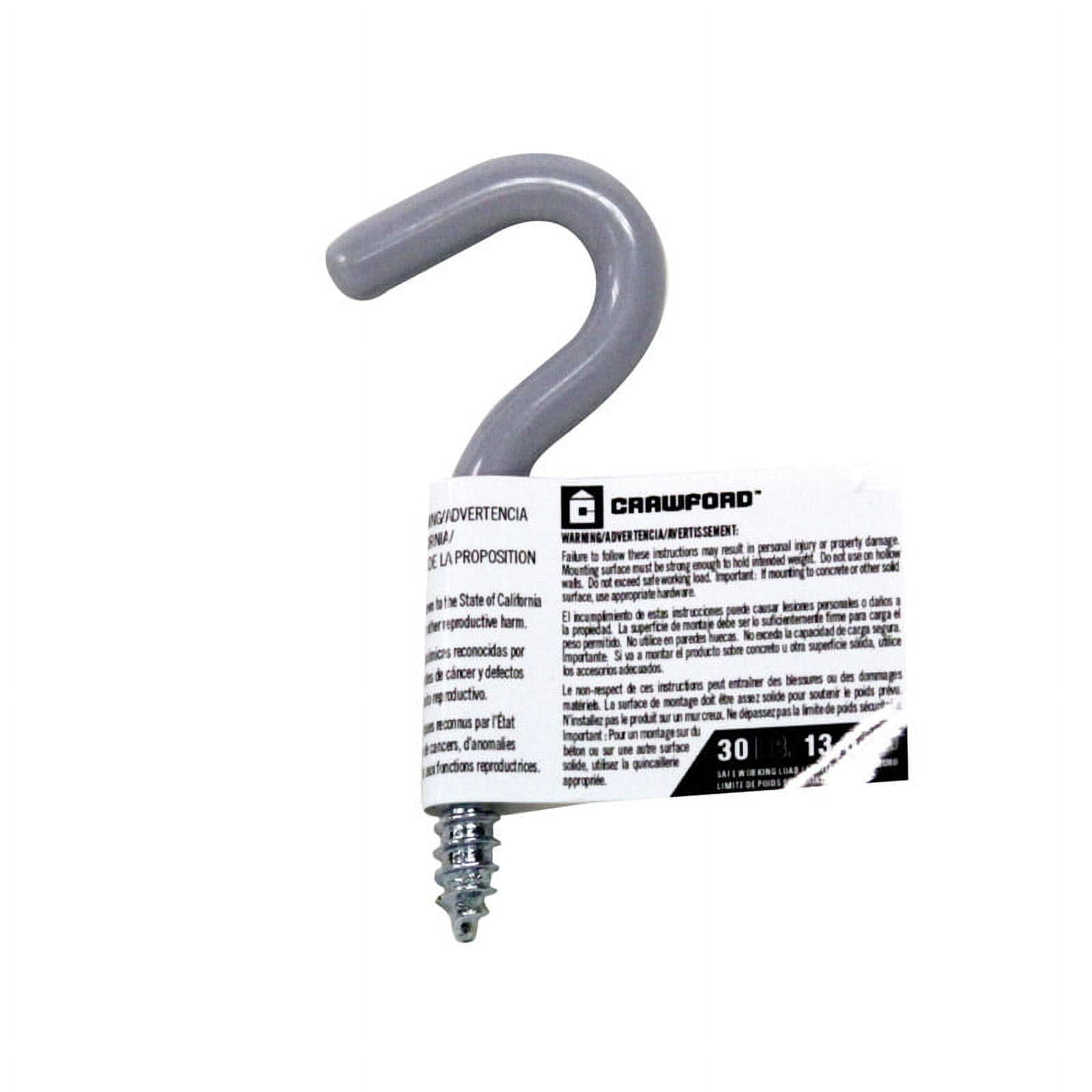 Crawford Vinyl Coated Gray Steel Small Storage Hook 30 lb. cap. 1 pk ...