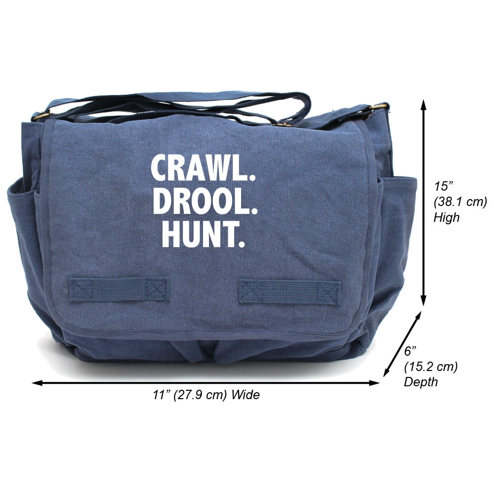 Crawl. Drool. Hunt Heavyweight Canvas Messenger Shoulder Bag in Blue ...