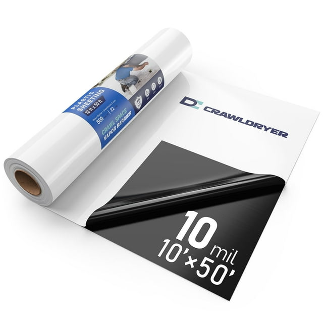 Crawl Space Vapor Barrier, 10Mil Film, 10' x 50', Drop Cloth Vapor ...