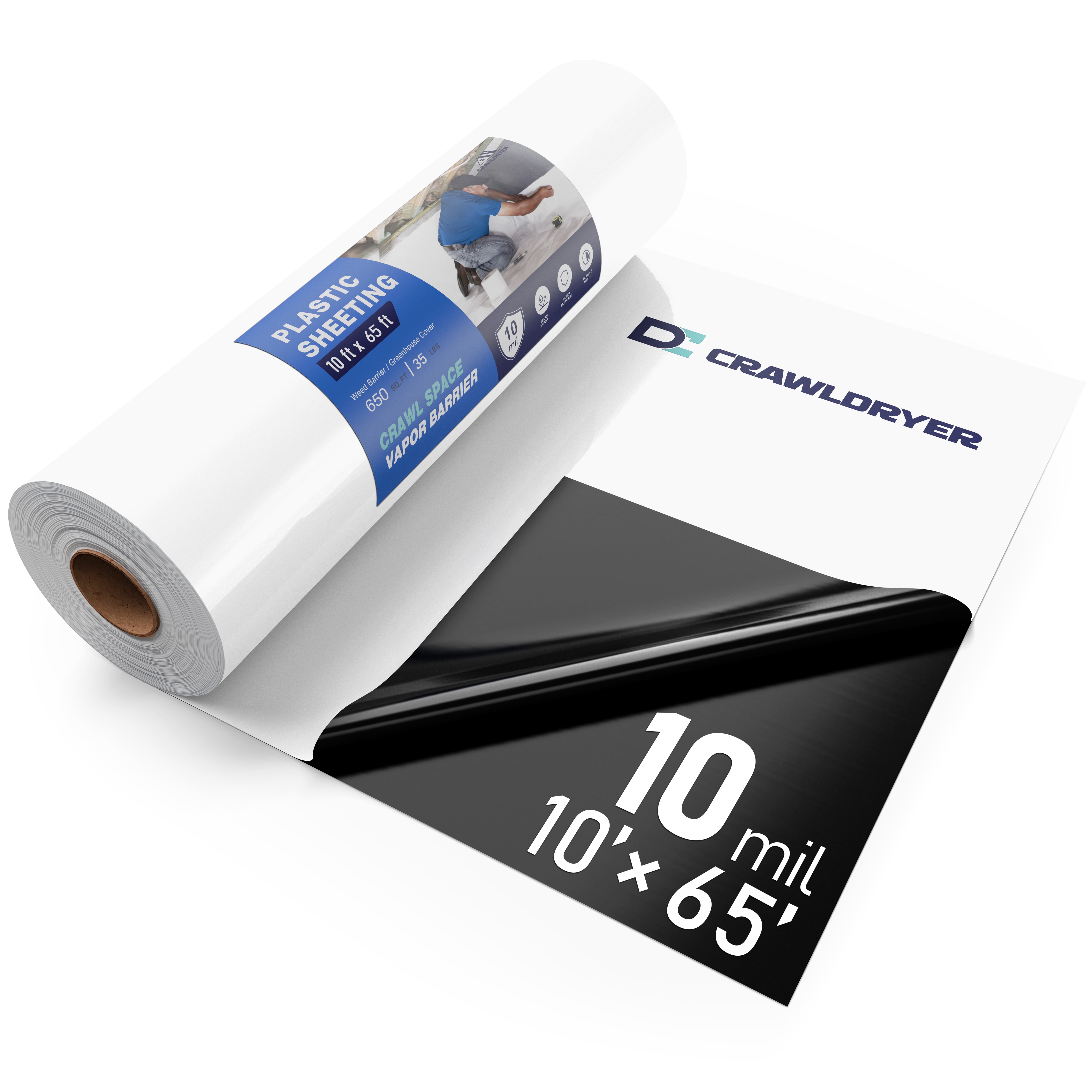Crawl Space Vapor Barrier, 10Mil Film, 10' x 65', Drop Cloth Vapor ...