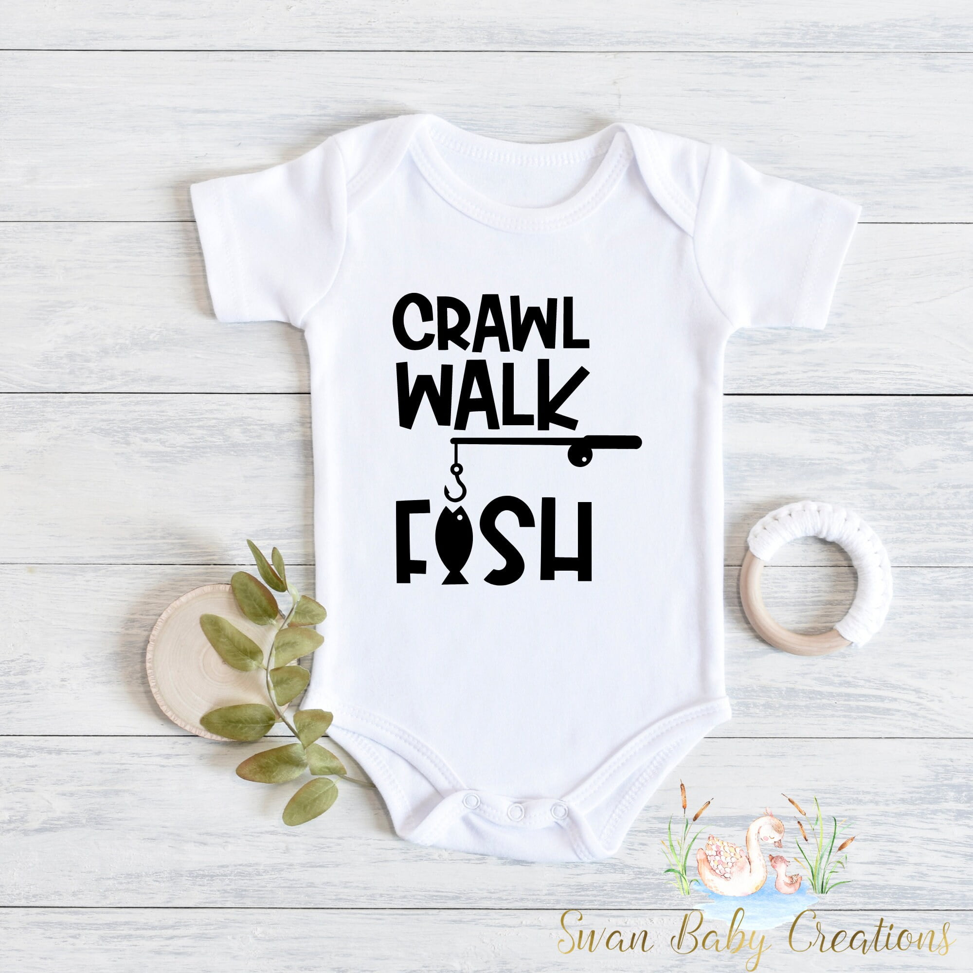 Crawl Walk Fish , Fishing Baby Bodysuit, Fishing Gear, Future Fisherman ...