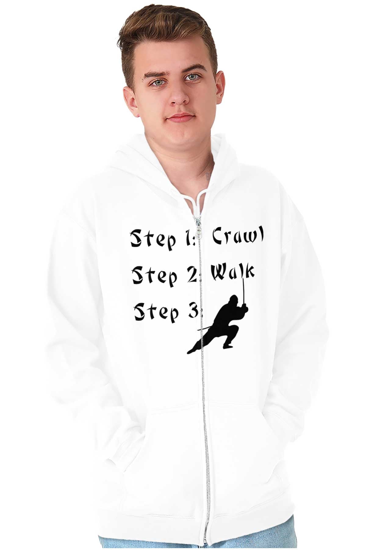 Crawl Walk Ninja Stealth Karate Men's Big & Tall Graphic Zip Up Hoodie ...