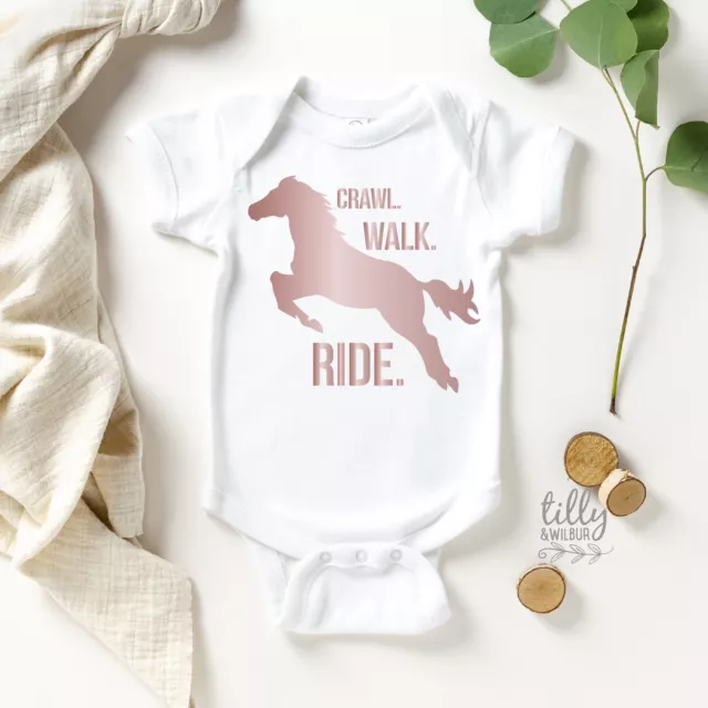 Crawl Walk Ride Bodysuit, New Baby Gift, Baby Shower Gift, Horse Riding ...