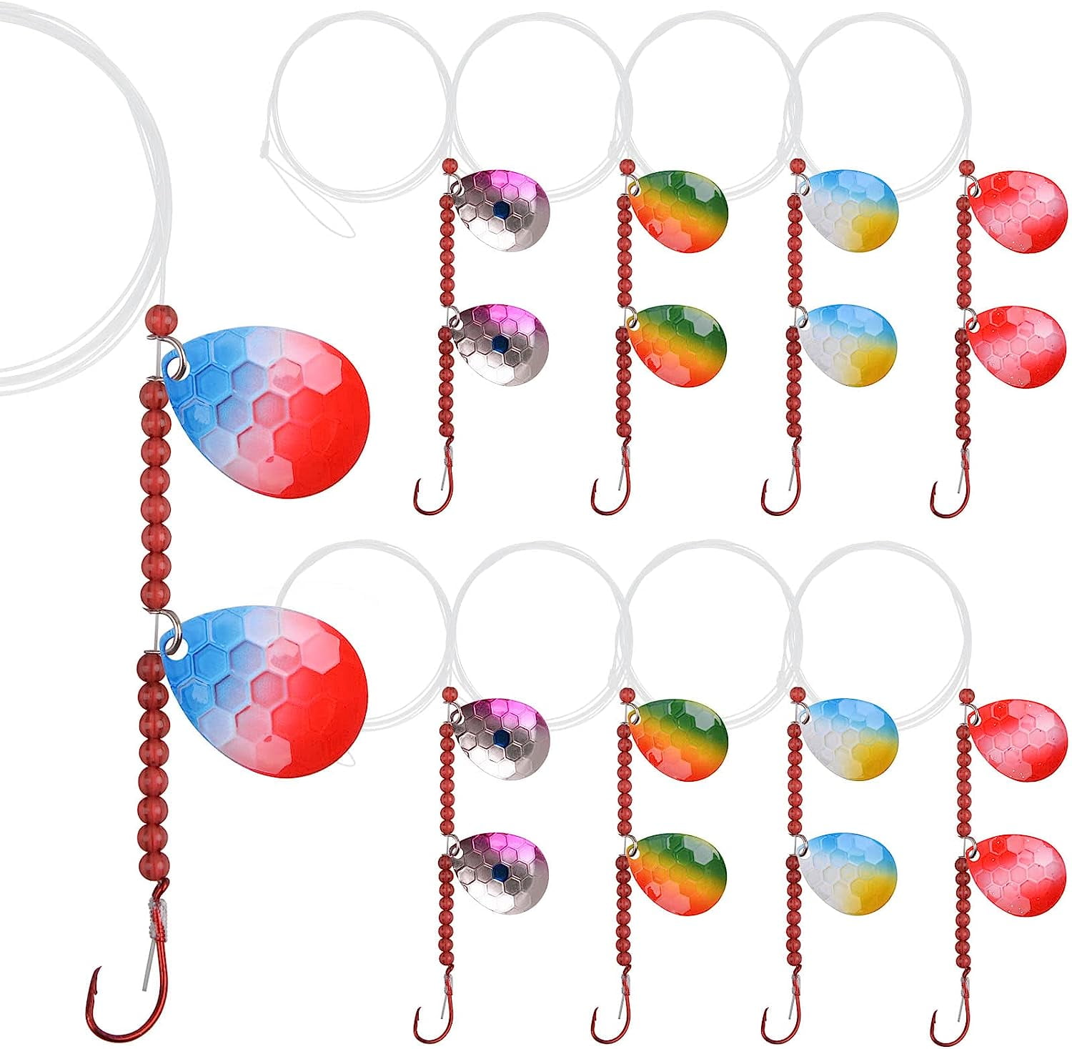 Crawler Walleye Spinner Rig Kit, 10 Packs Walleye Rig Harness Fishing ...