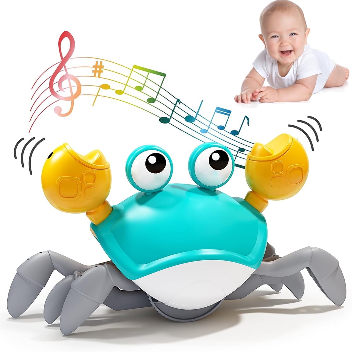 Crawling Crab Baby Toy with Music and Lights, Byseng Walking Crab Toy ...