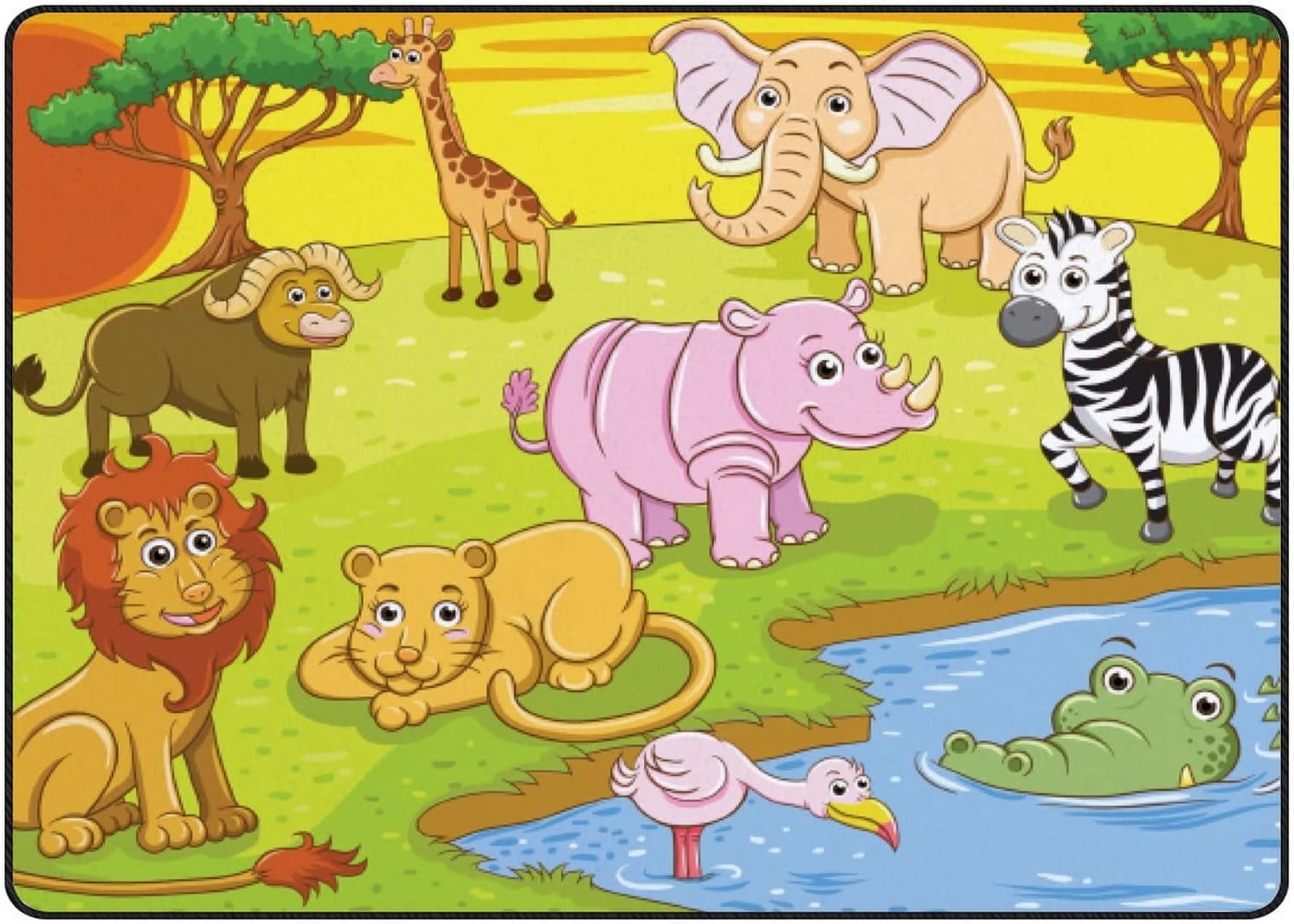 Crawling Indoor Carpet Play Mat African Safari Animal for Living Room ...