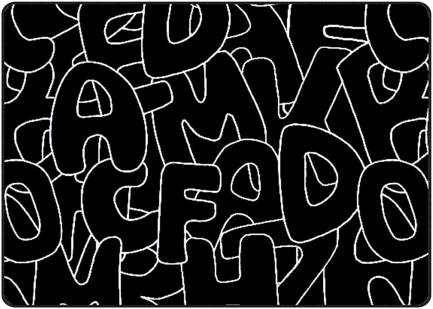 Crawling Indoor Carpet Play Mat Alphabet Cartoon Black for Living Room ...