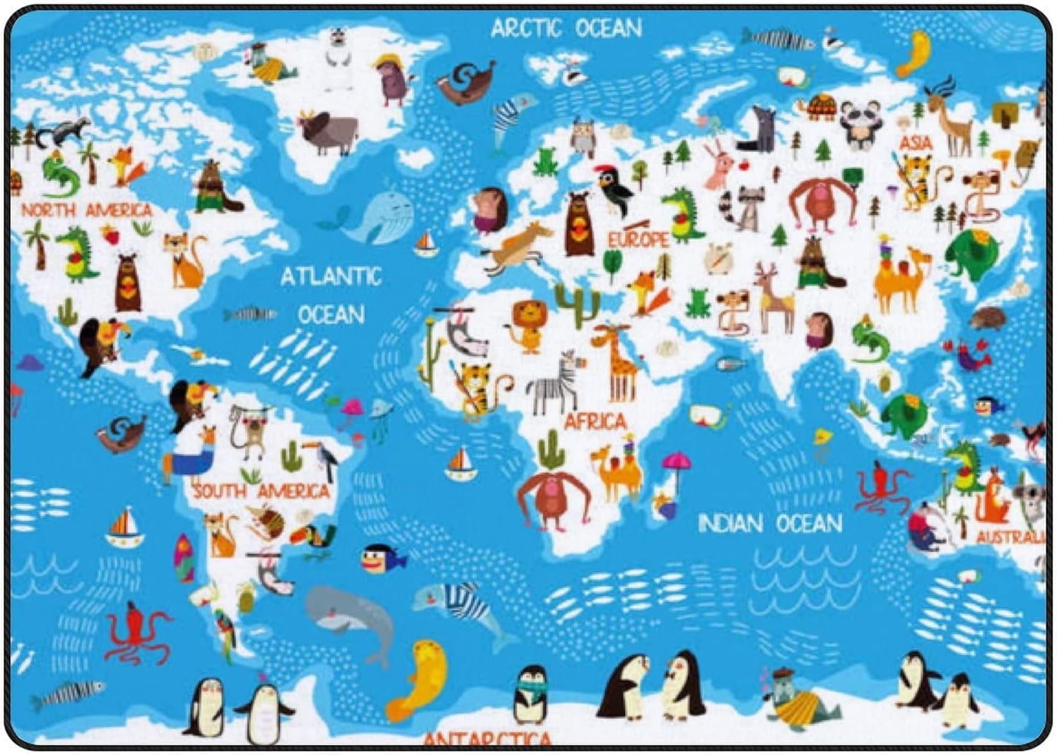 Crawling Indoor Carpet Play Mat Animals World Ocean for Living Room ...