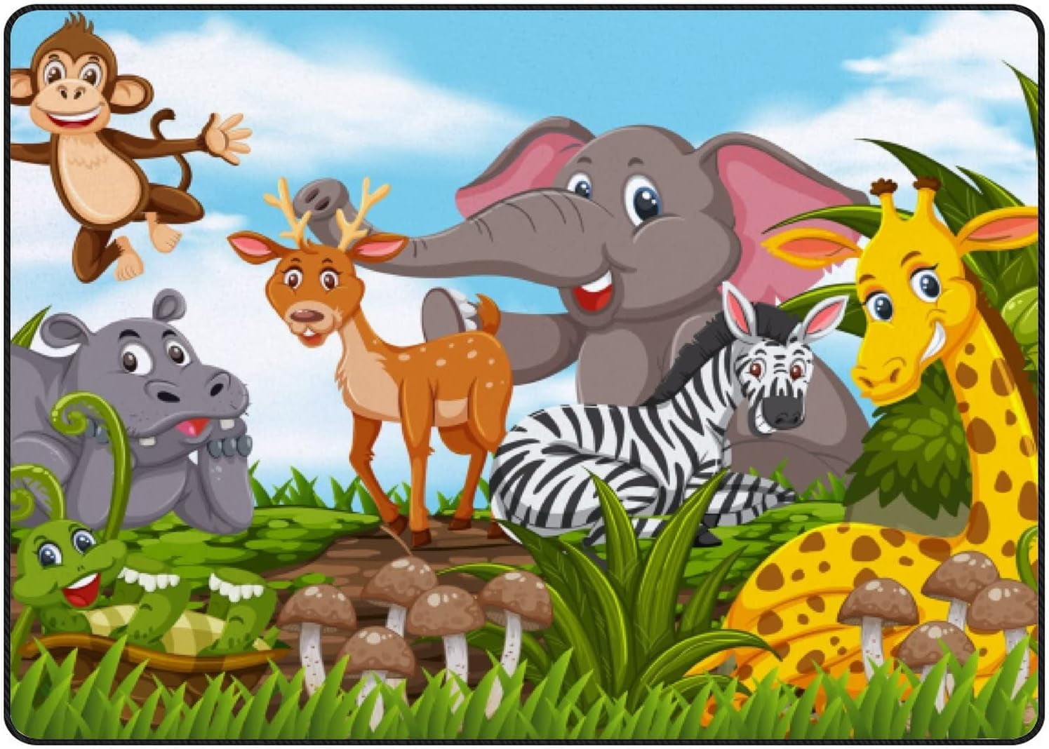 Crawling Indoor Carpet Play Mat Animals in Jungle for Living Room ...