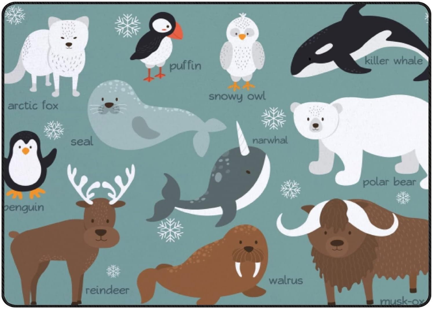 Crawling Indoor Carpet Play Mat Arctic Animals for Living Room Bedroom ...