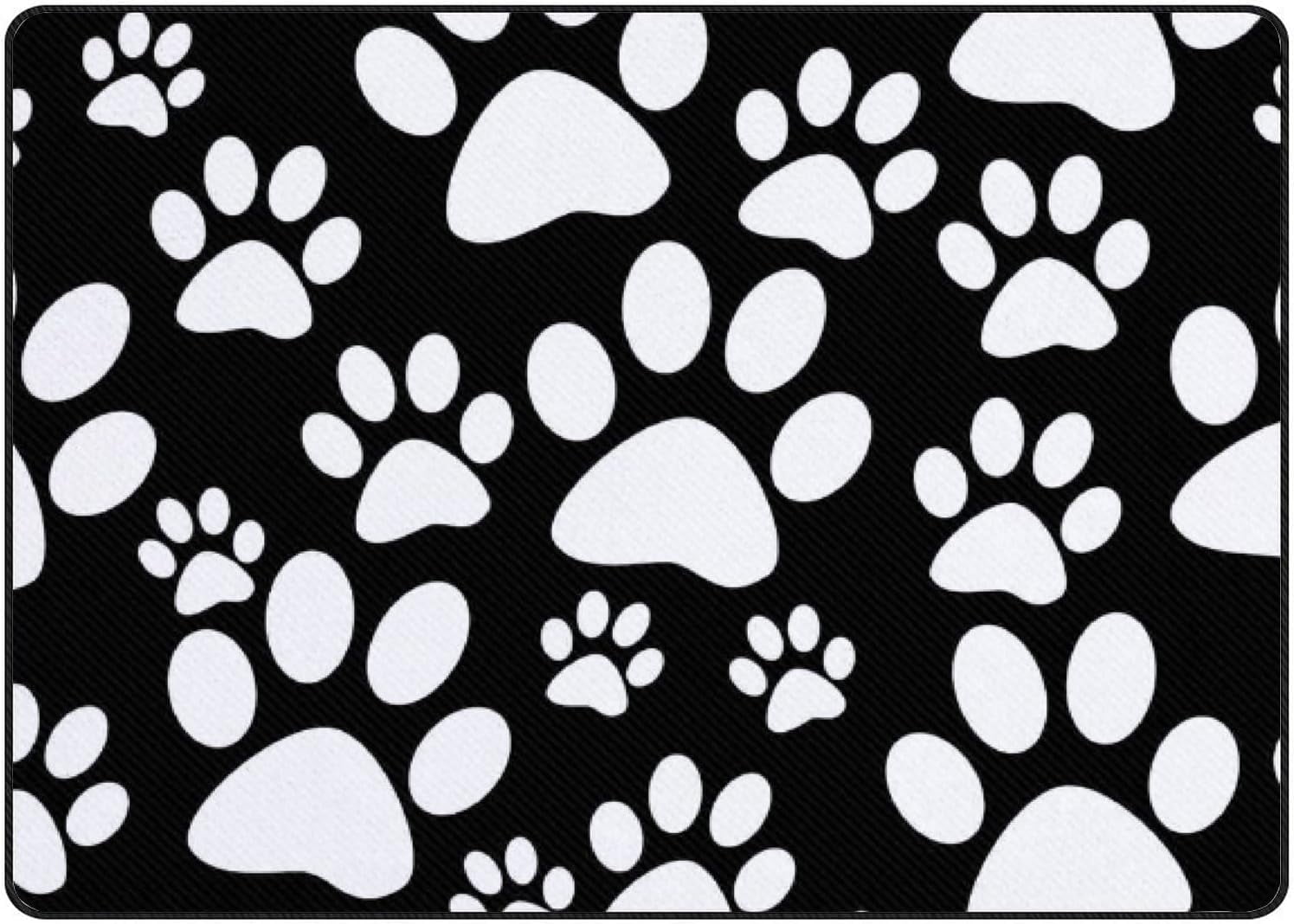 Crawling Indoor Carpet Play Mat Black and White Dog Paw for Living Room ...