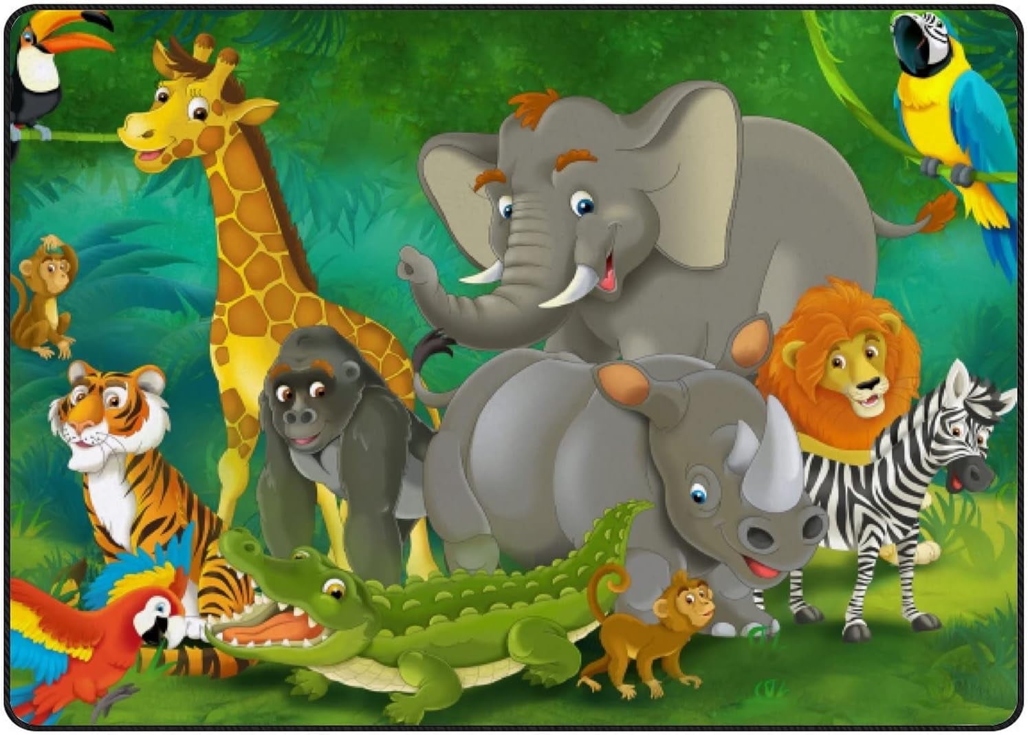 Crawling Indoor Carpet Play Mat Cartoon Tropic Safari Animals for ...