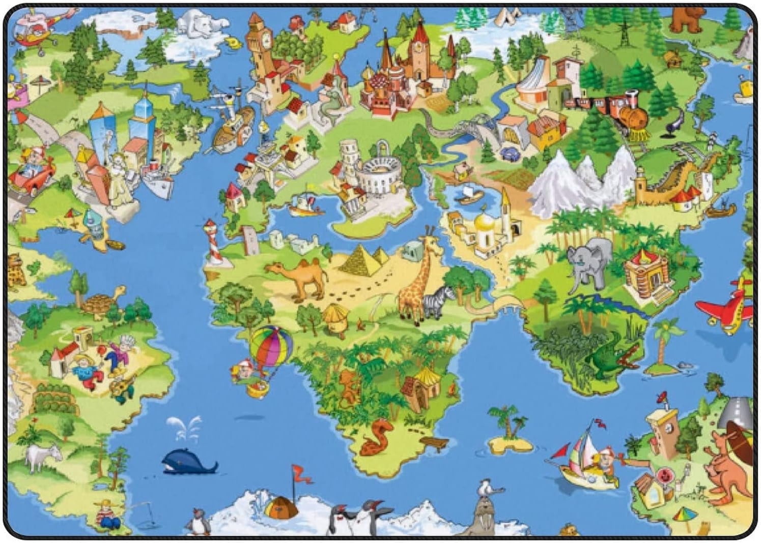 Crawling Indoor Carpet Play Mat Cartoon World Map for Living Room ...