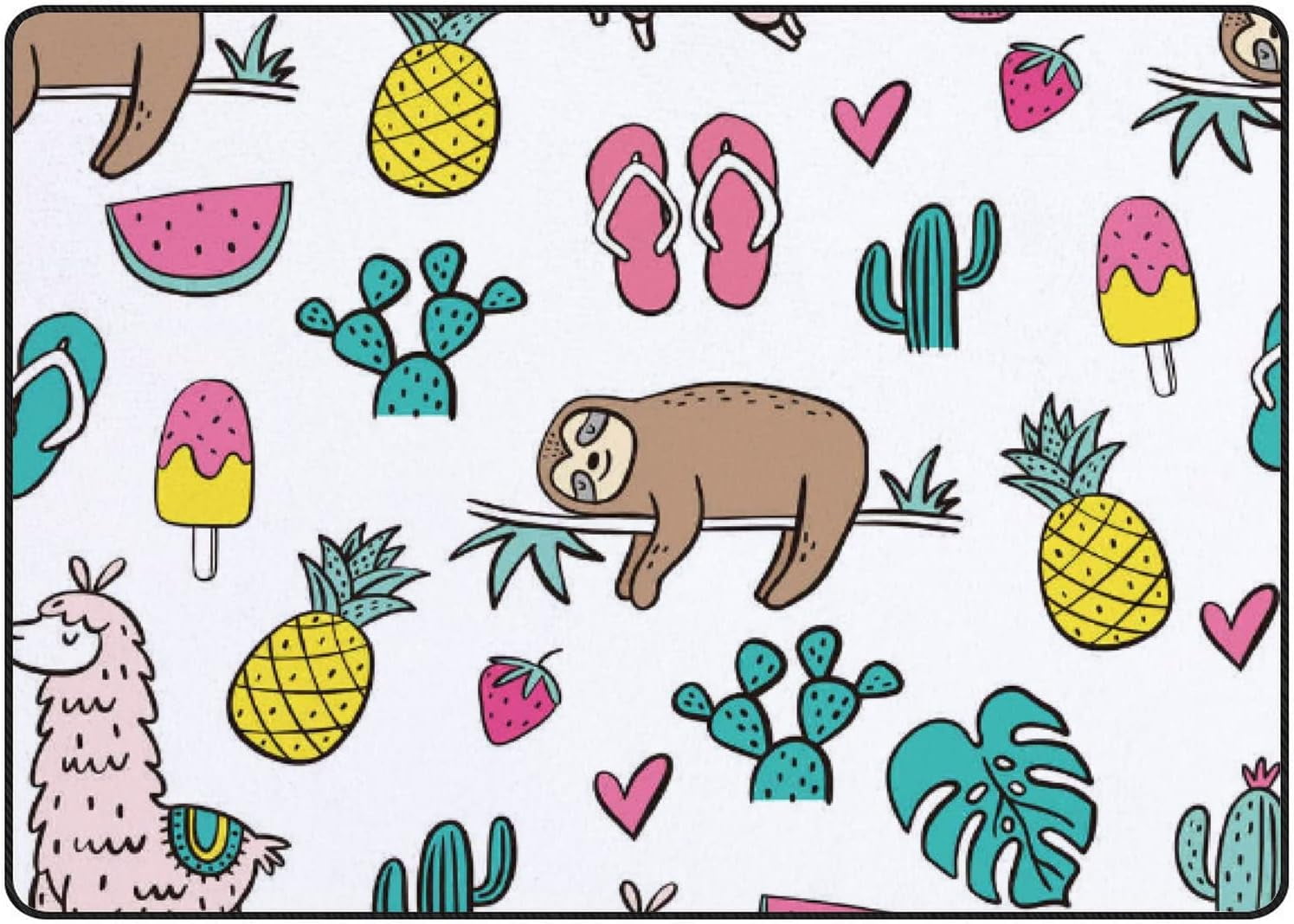 Crawling Indoor Carpet Play Mat Cool Cartoon Summer Sloth for Living ...