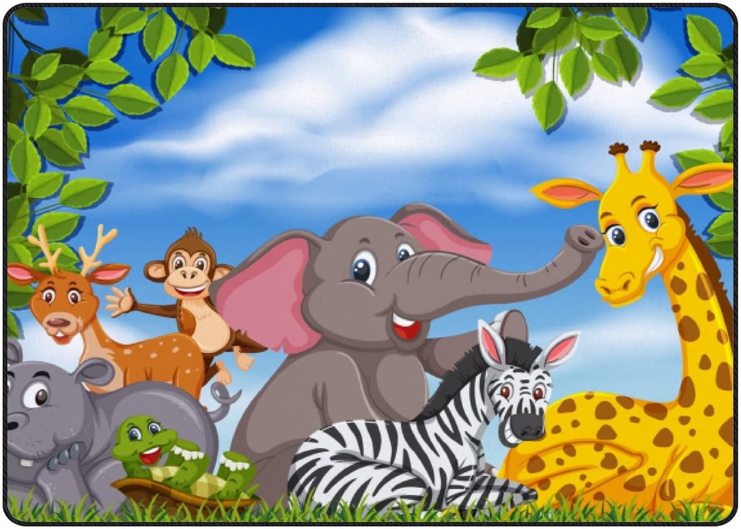 Crawling Indoor Carpet Play Mat Cute Animals in Nature for Living Room ...