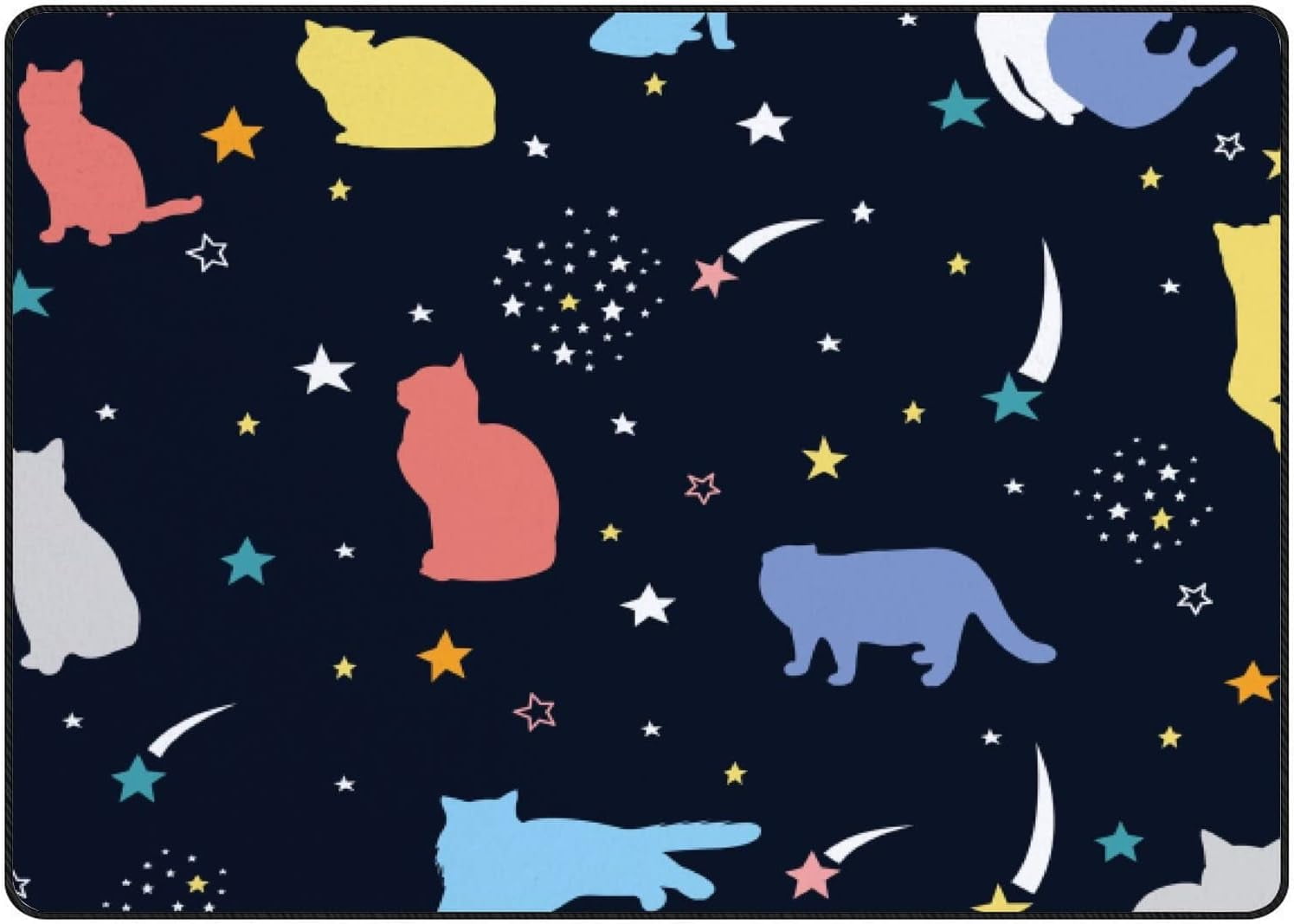 Crawling Indoor Carpet Play Mat Cute Cats Space Theme for Living Room ...