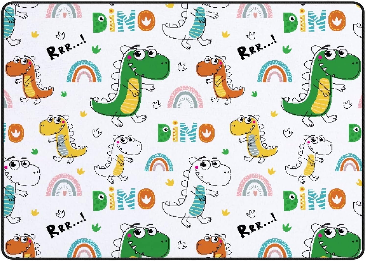 Crawling Indoor Carpet Play Mat Cute Dinosaurs for Living Room Bedroom ...