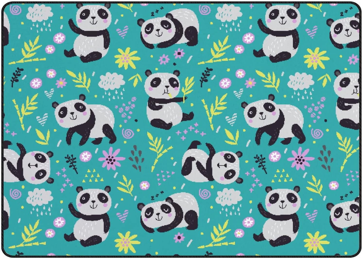 Crawling Indoor Carpet Play Mat Cute Pandas for Living Room Bedroom ...
