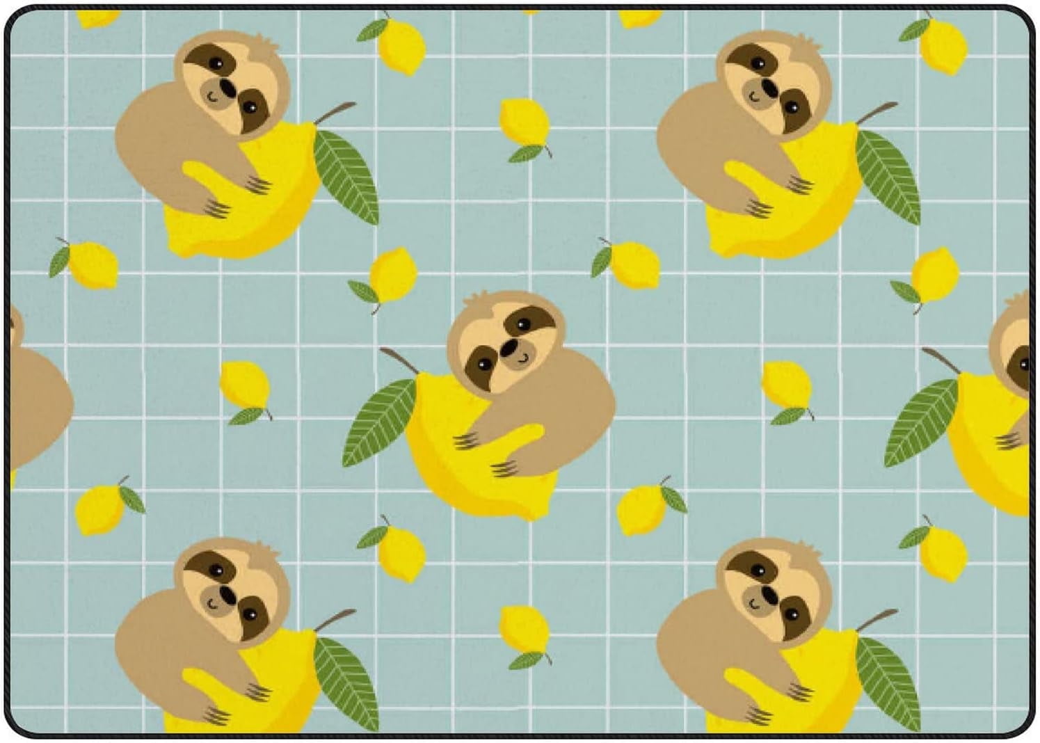 Crawling Indoor Carpet Play Mat Cute Sloth and Lemon for Living Room ...