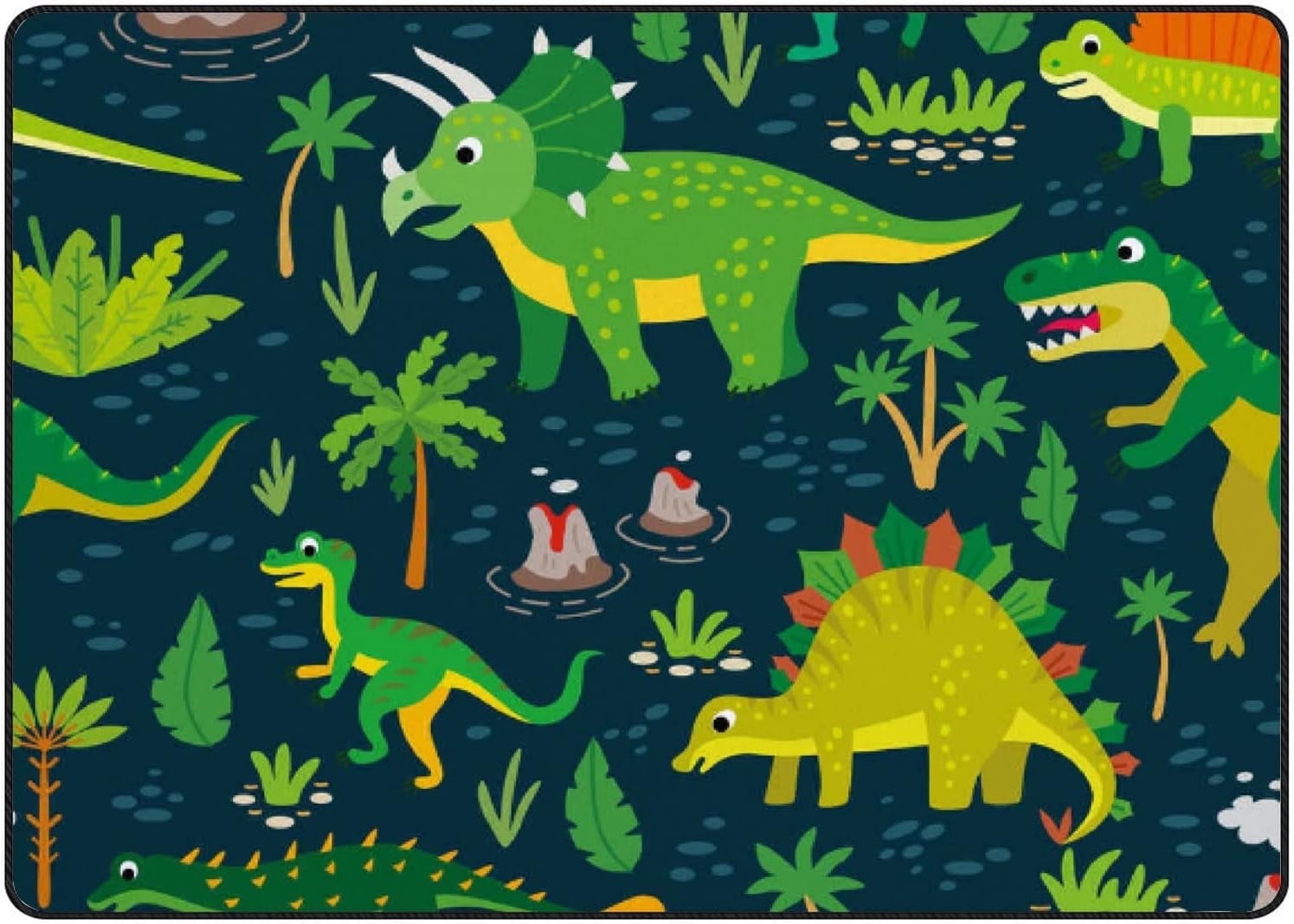 Crawling Indoor Carpet Play Mat Dinosaurs Tropical Leaves for Living ...