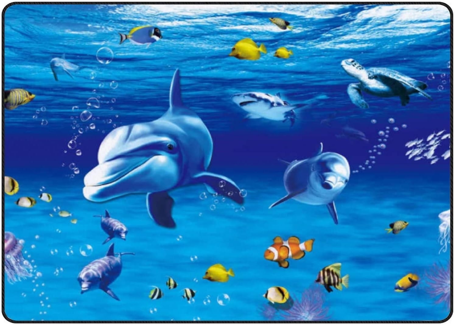 Crawling Indoor Carpet Play Mat Dolphin Ocean for Living Room Bedroom ...