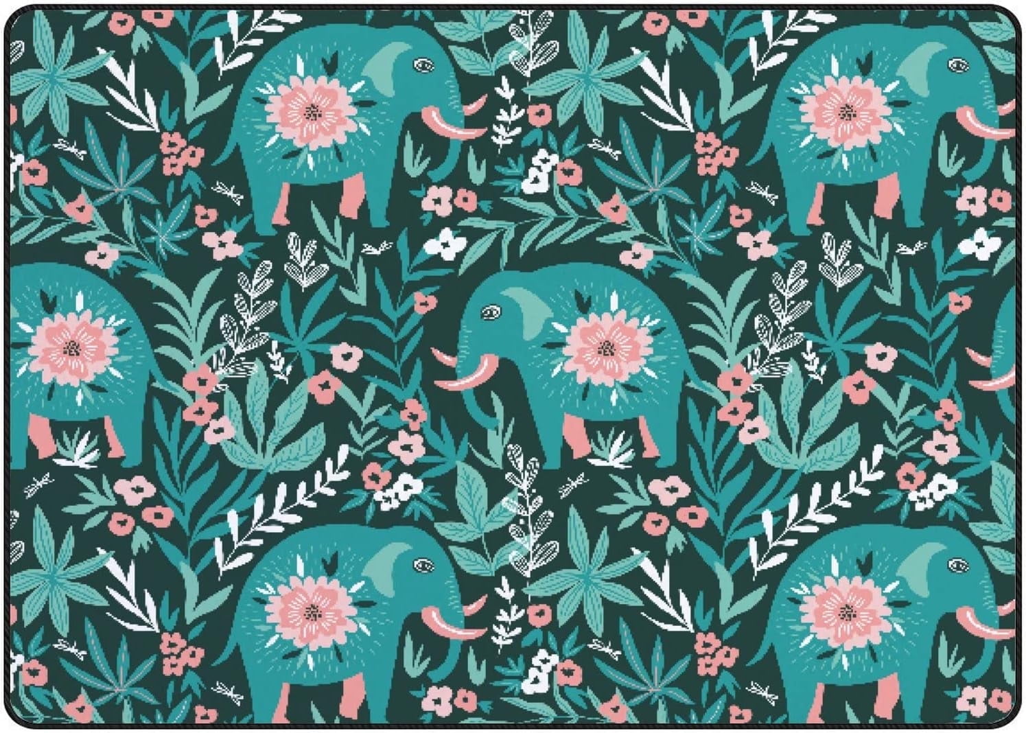 Crawling Indoor Carpet Play Mat Elephants Jungle Tropical Boho for ...