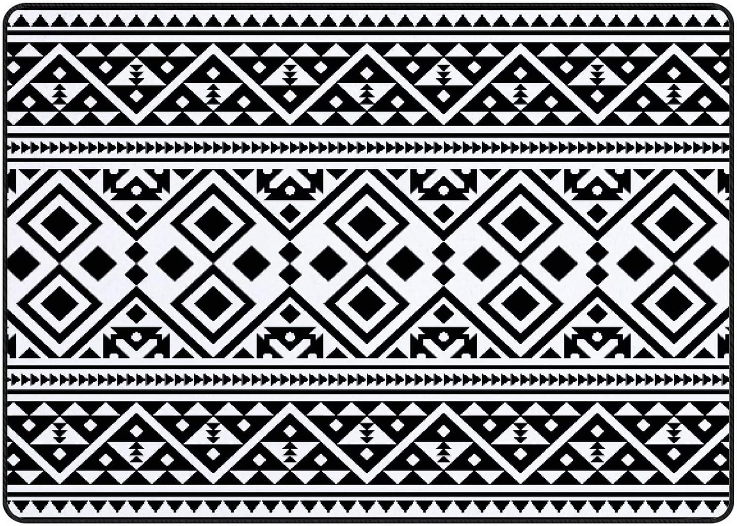 Crawling Indoor Carpet Play Mat Ethnic Black White Aztec for Living ...