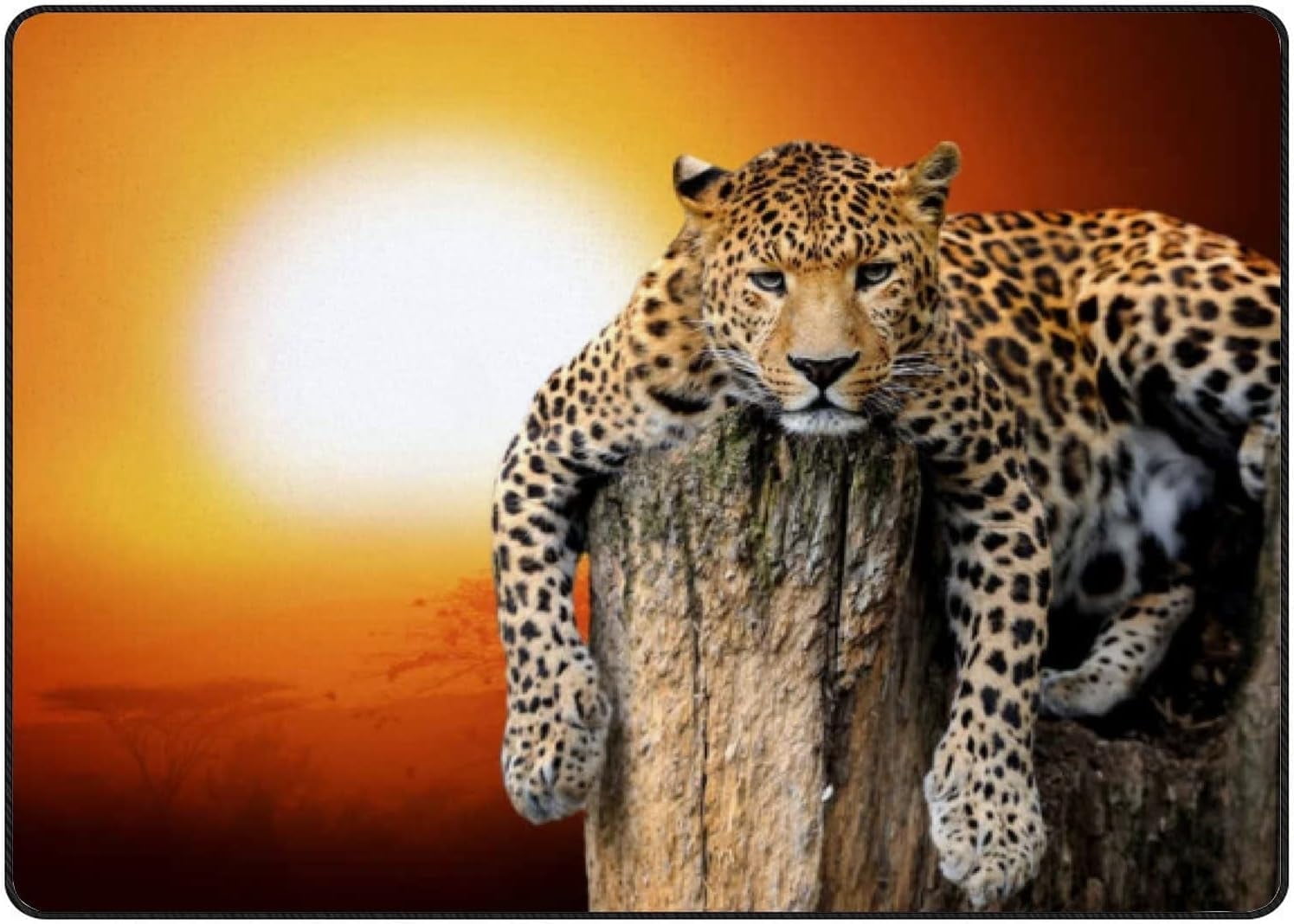 Crawling Indoor Carpet Play Mat Leopard Sitting on a Tree for Living ...