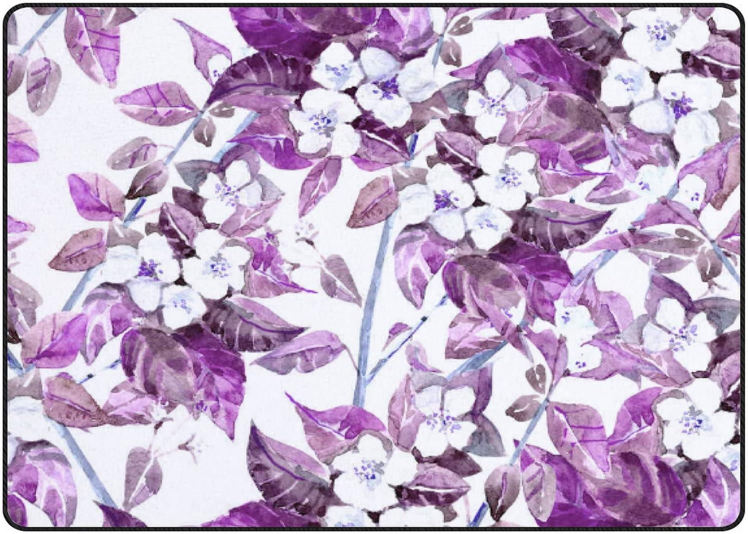 Crawling Indoor Carpet Play Mat Purple Flowers Watercolor for Living ...