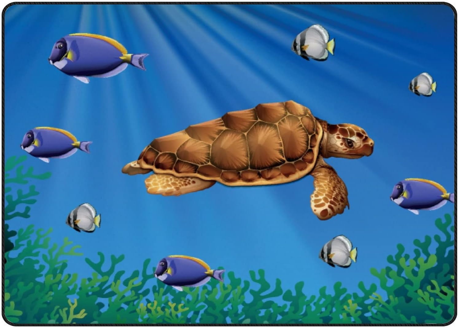 Crawling Indoor Carpet Play Mat Sea Turtle Fish Swimming for Living ...