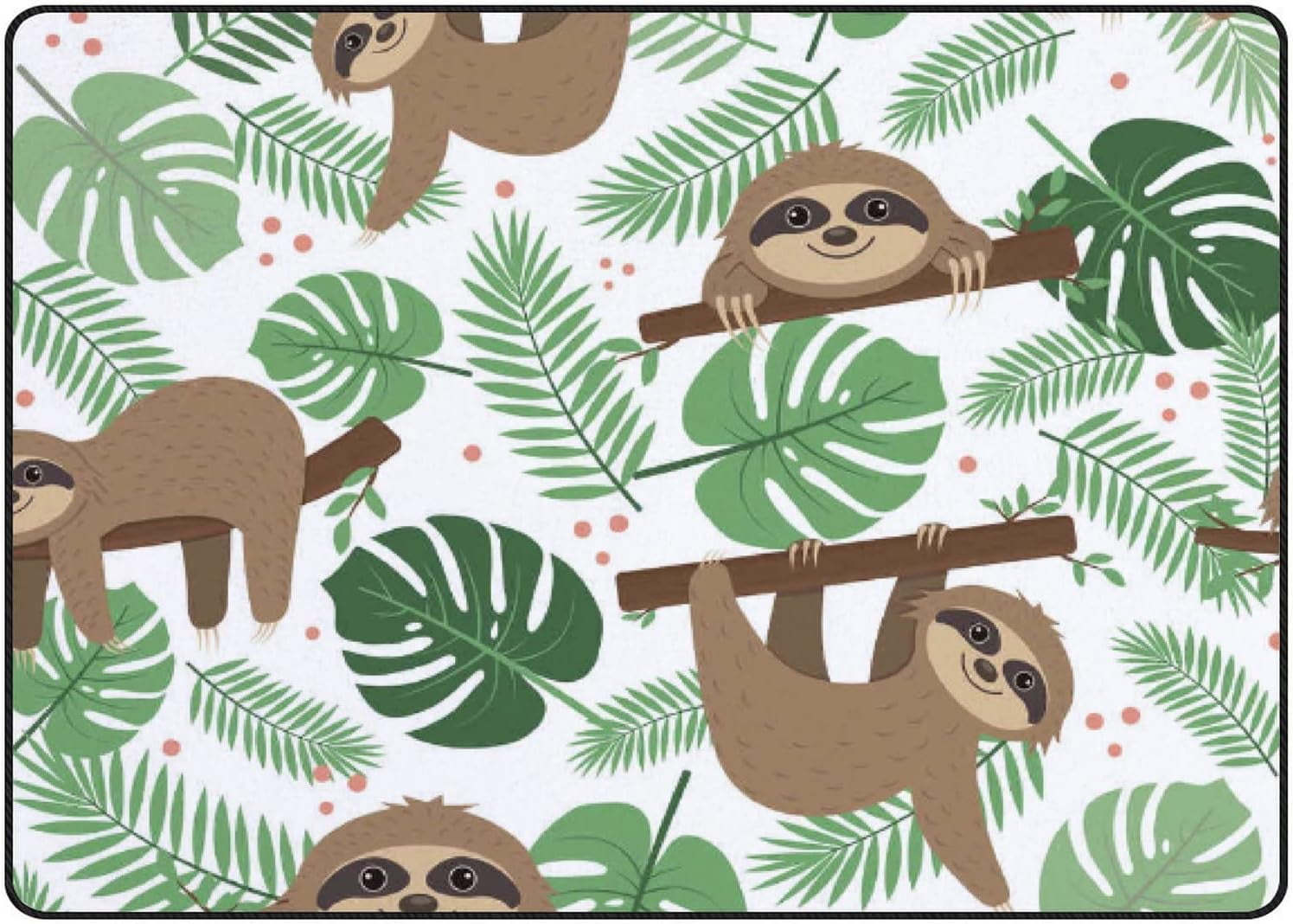 Crawling Indoor Carpet Play Mat Sloth Tropical Leaves for Living Room ...