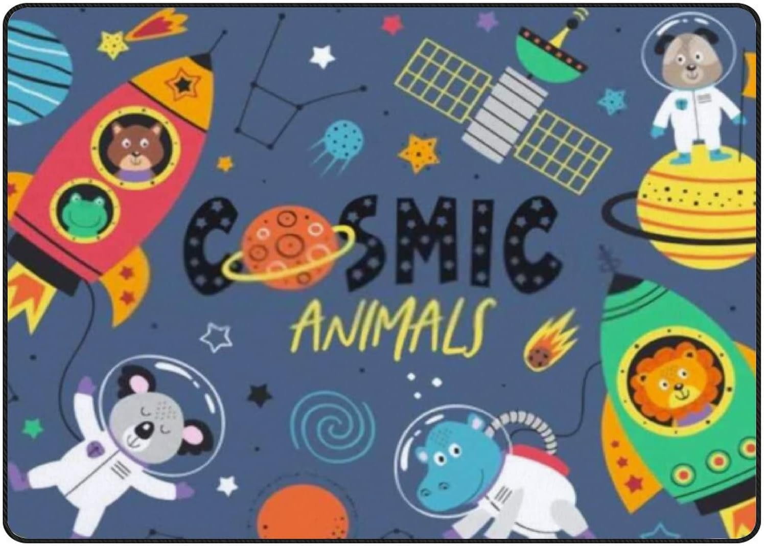 Crawling Indoor Carpet Play Mat Space Animals. for Living Room Bedroom ...