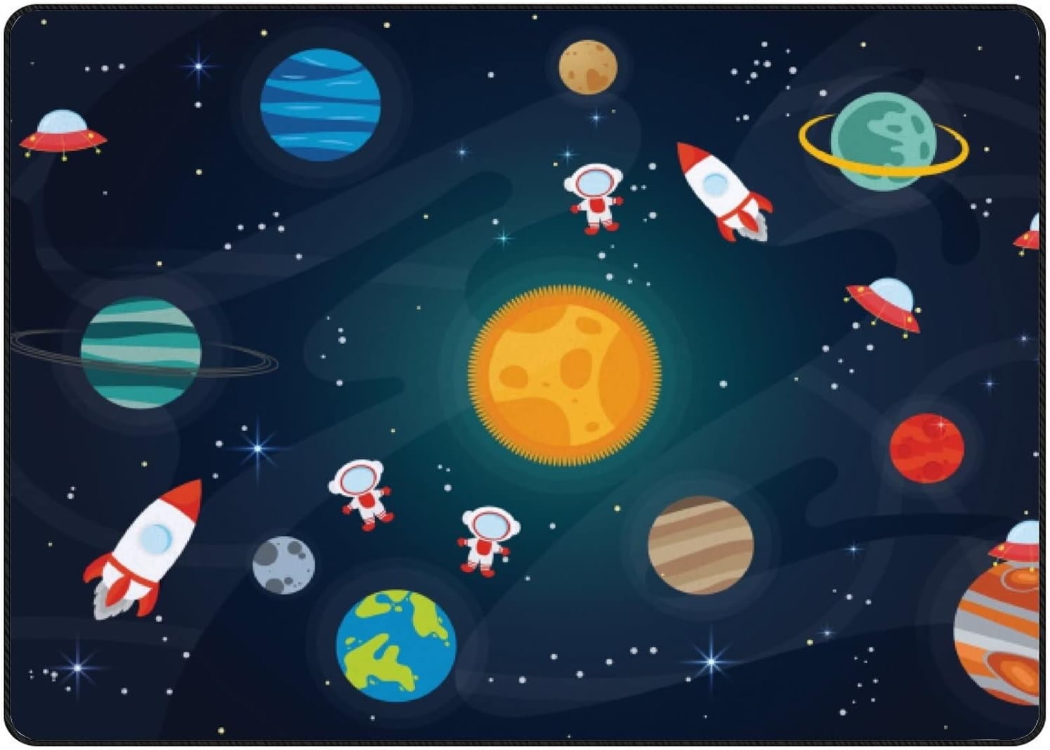 Crawling Indoor Carpet Play Mat Space Planets Stars for Living Room ...