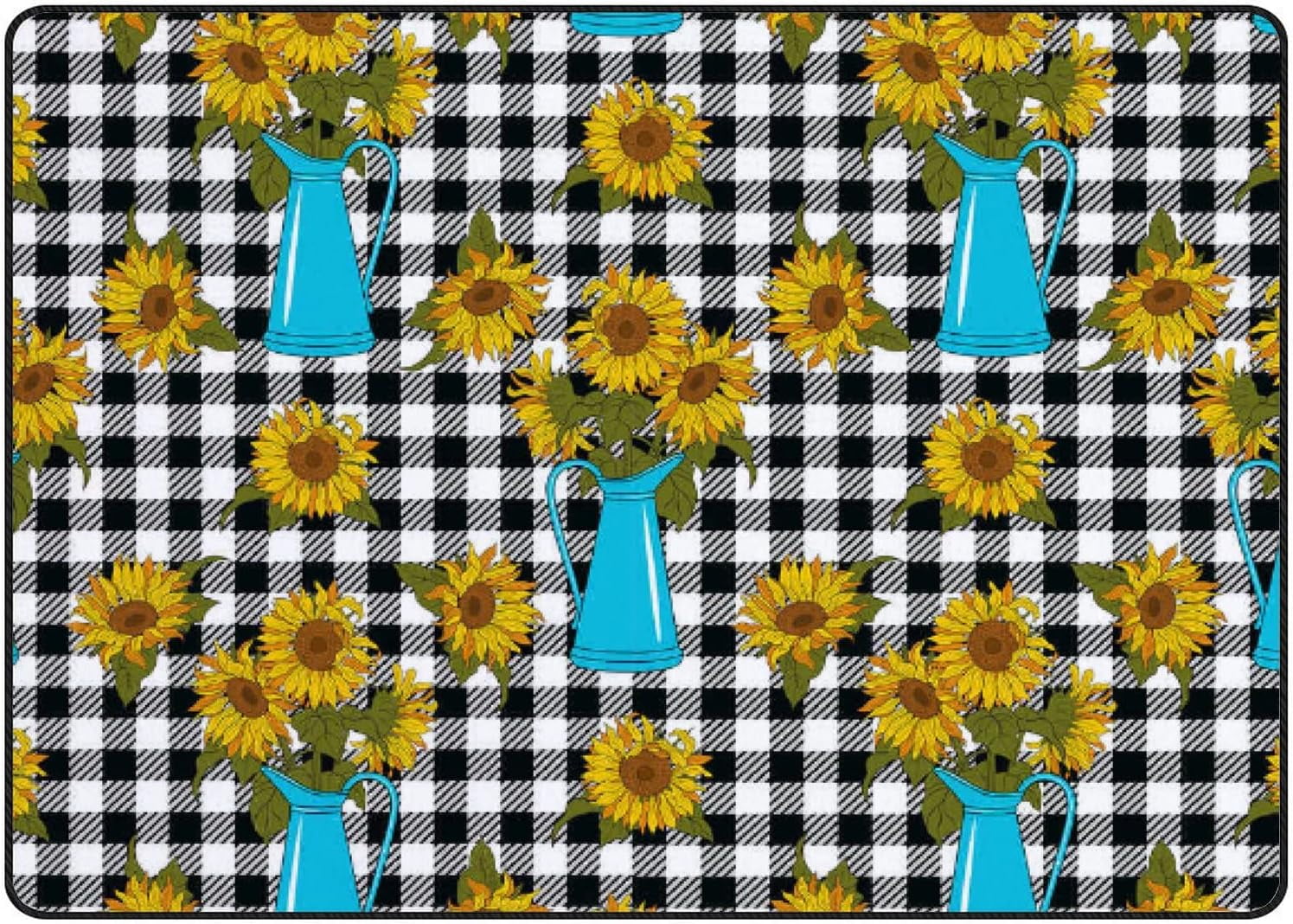 Crawling Indoor Carpet Play Mat Sunflowers Buffalo Check Plaid for ...