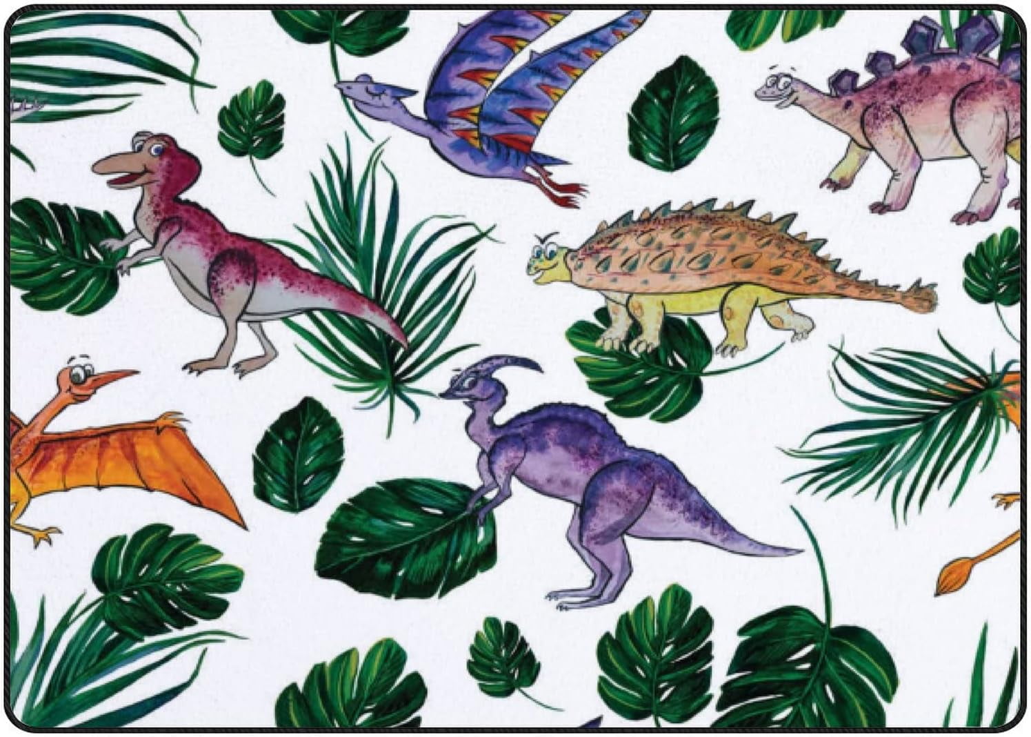 Crawling Indoor Carpet Play Mat Tropical Green Leaf Dinosaur for Living ...
