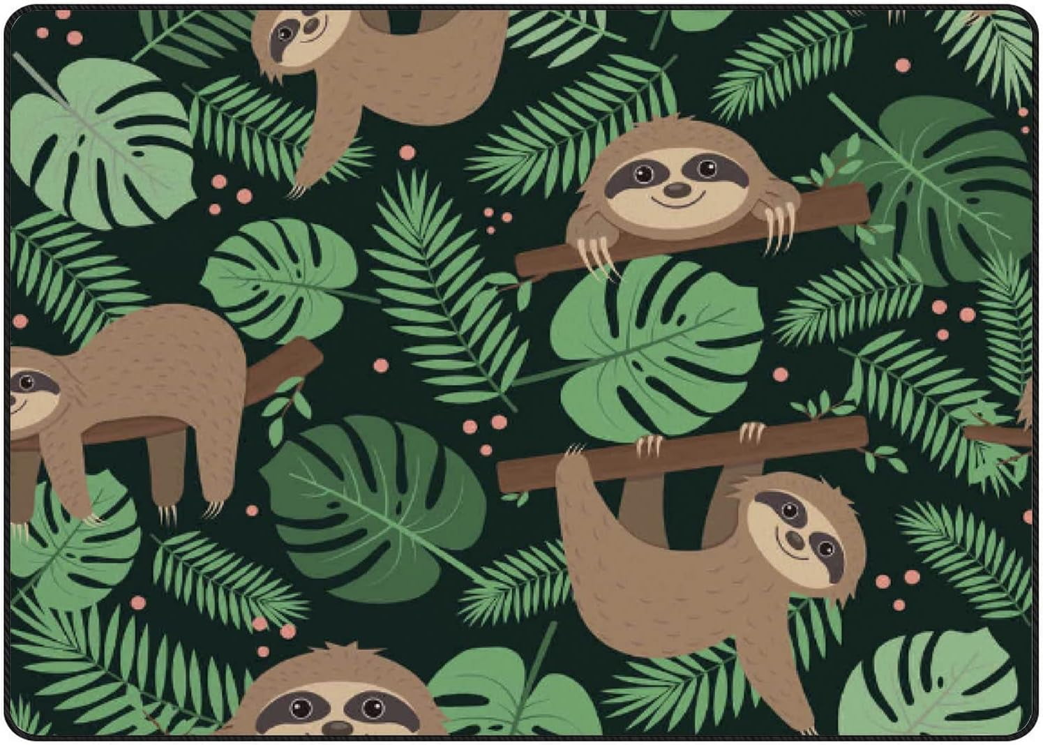 Crawling Indoor Carpet Play Mat Tropical Leaves Sloth for Living Room ...