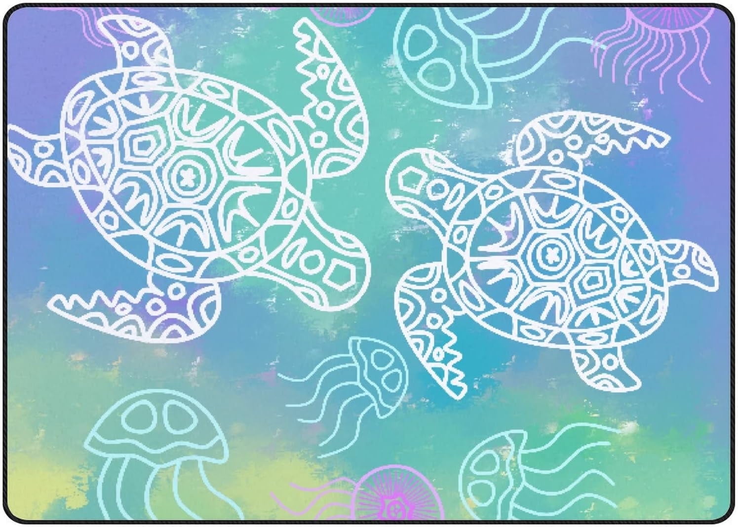 Crawling Indoor Carpet Play Mat Turtles Jellyfish Colorful for Living ...