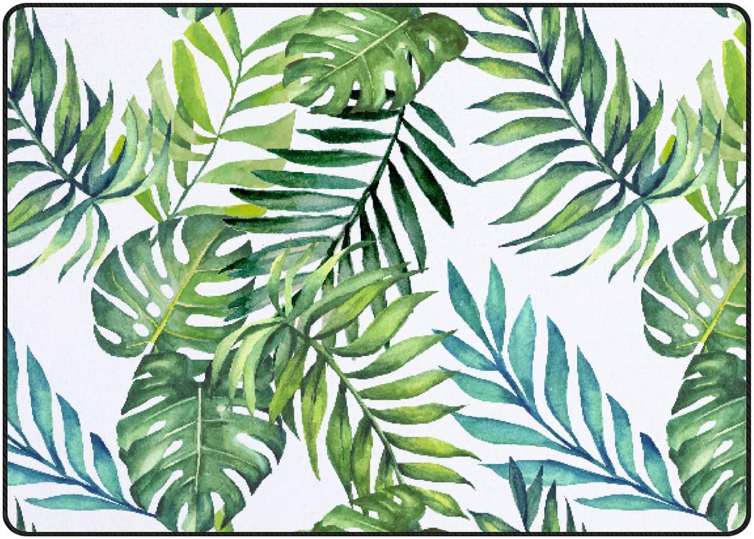 Crawling Indoor Carpet Play Mat Watercolor Tropical Palm Leaves for ...