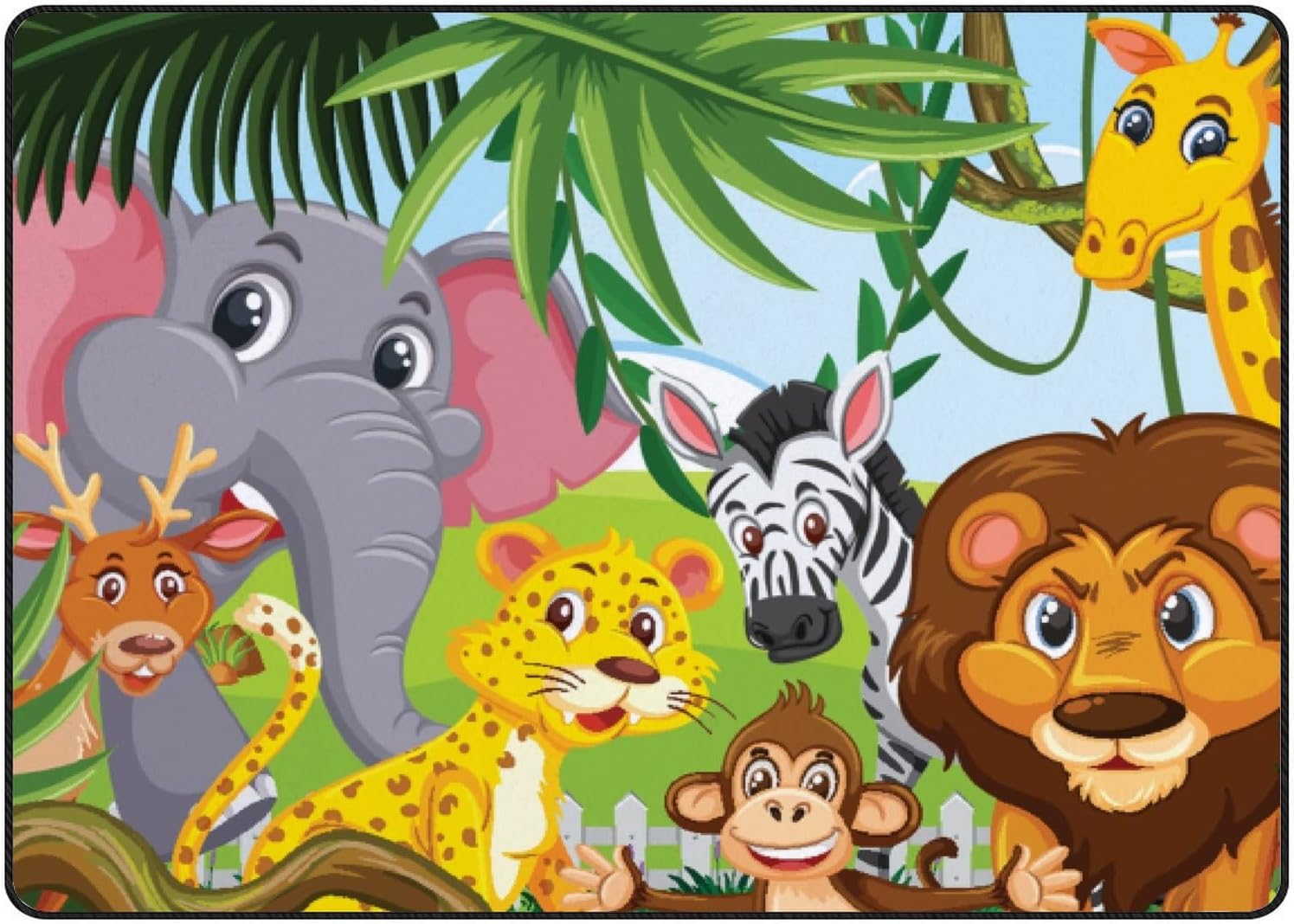 Crawling Indoor Carpet Play Mat Wild Animals Forest for Living Room ...