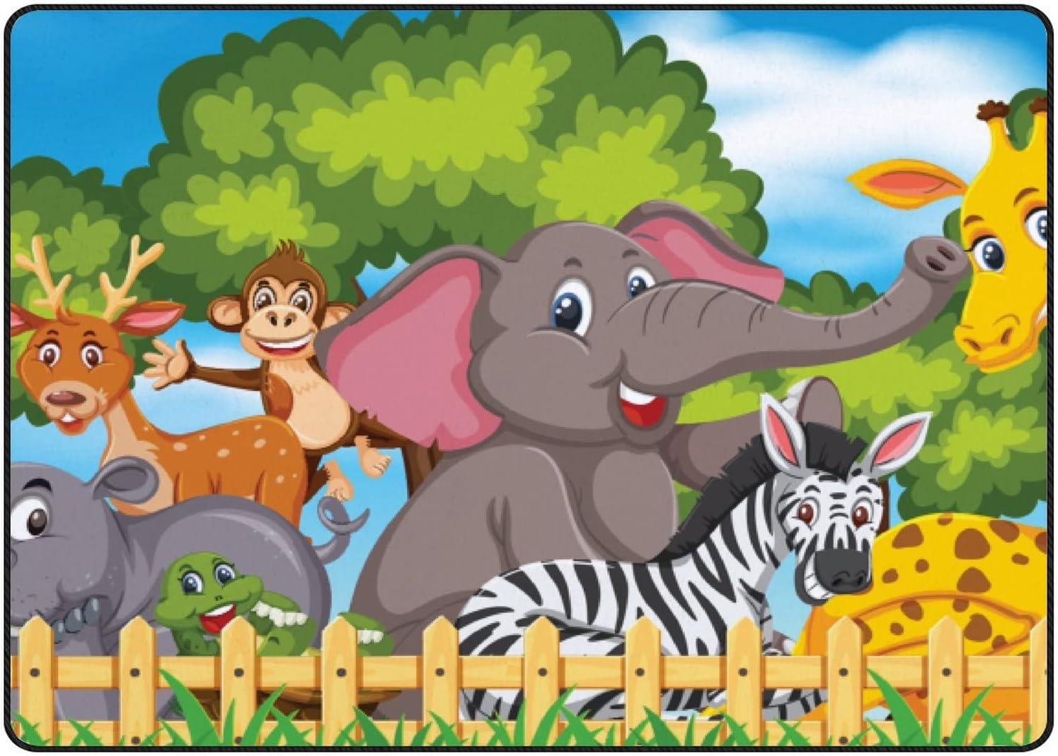 Crawling Indoor Carpet Play Mat Wild Animals for Living Room Bedroom ...