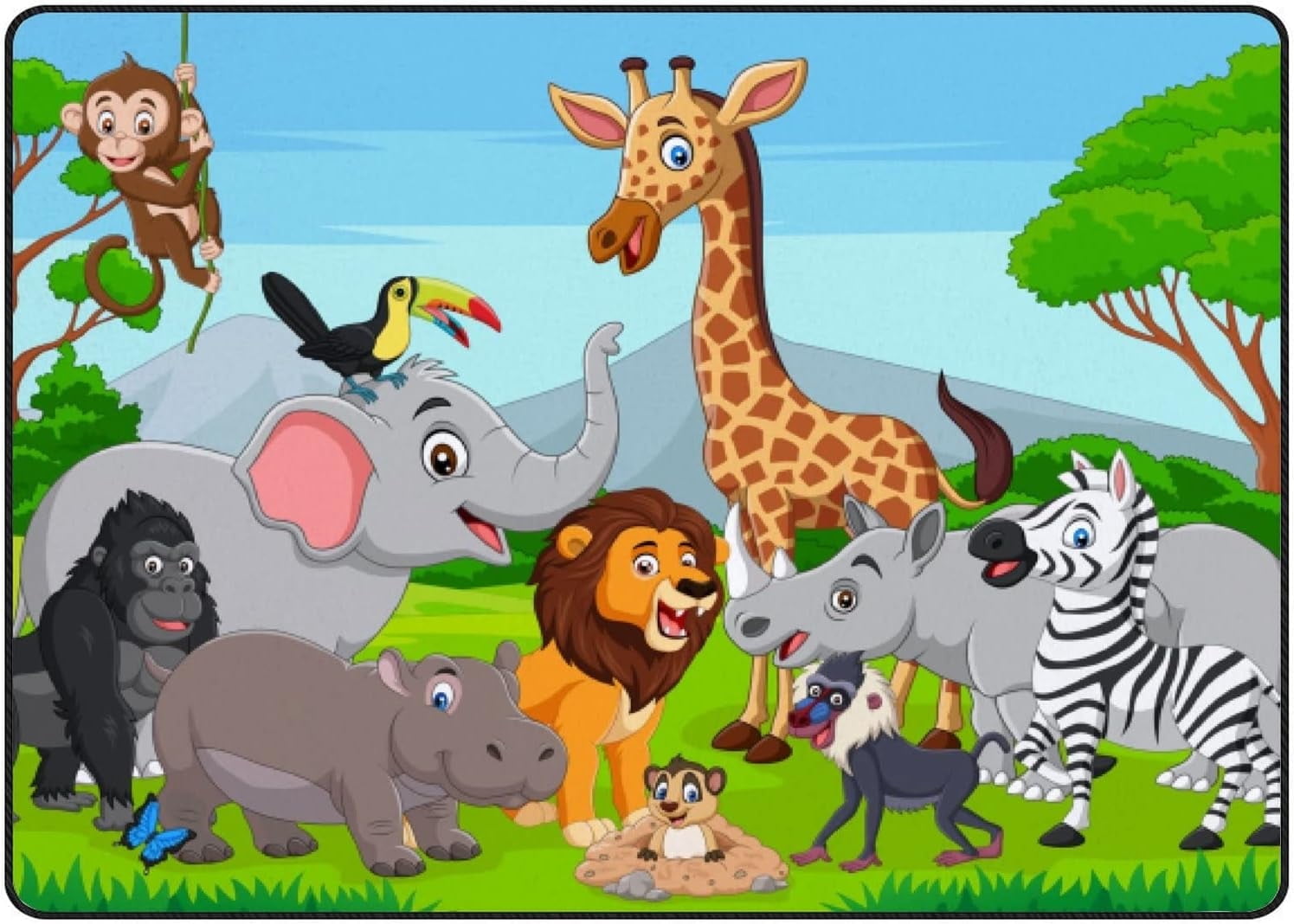 Crawling Indoor Carpet Play Mat Wild Animals in The Jungle for Living ...