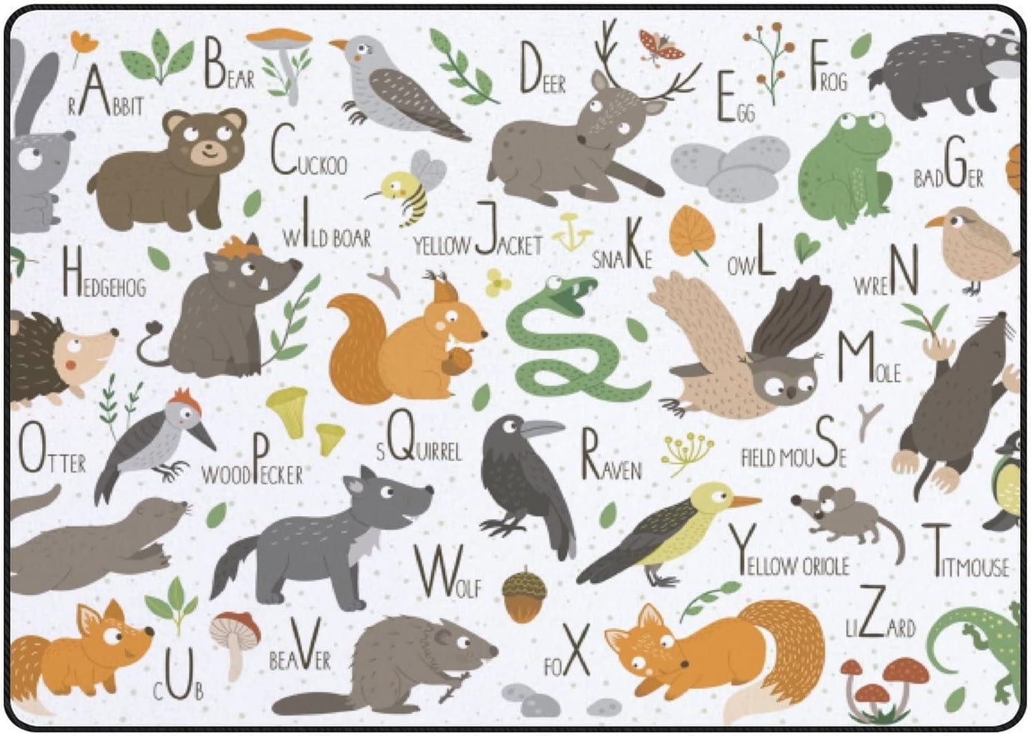 Crawling Indoor Carpet Play Mat Woodland Alphabet Forest Animals for ...