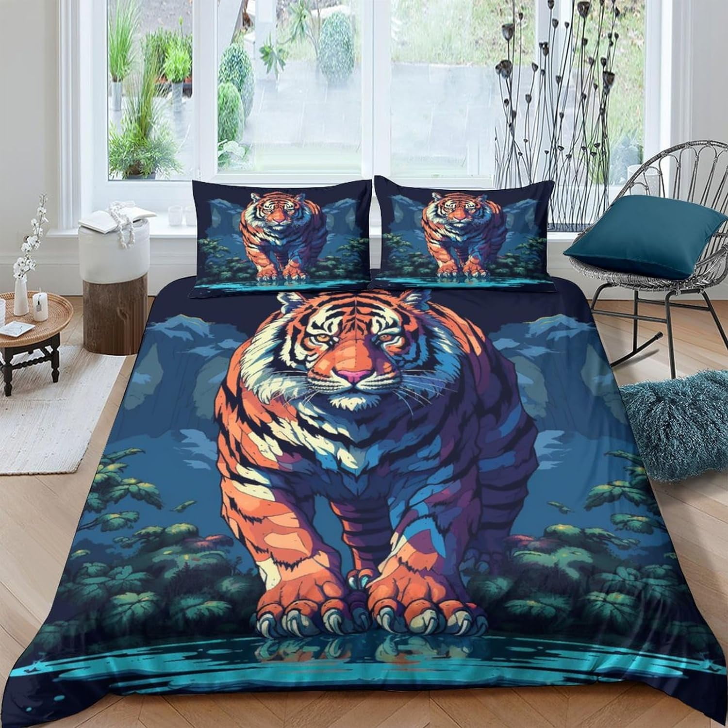 Crawling Tiger Bedding Set Comforter Covers 3D Printed of Beasts Quilt ...