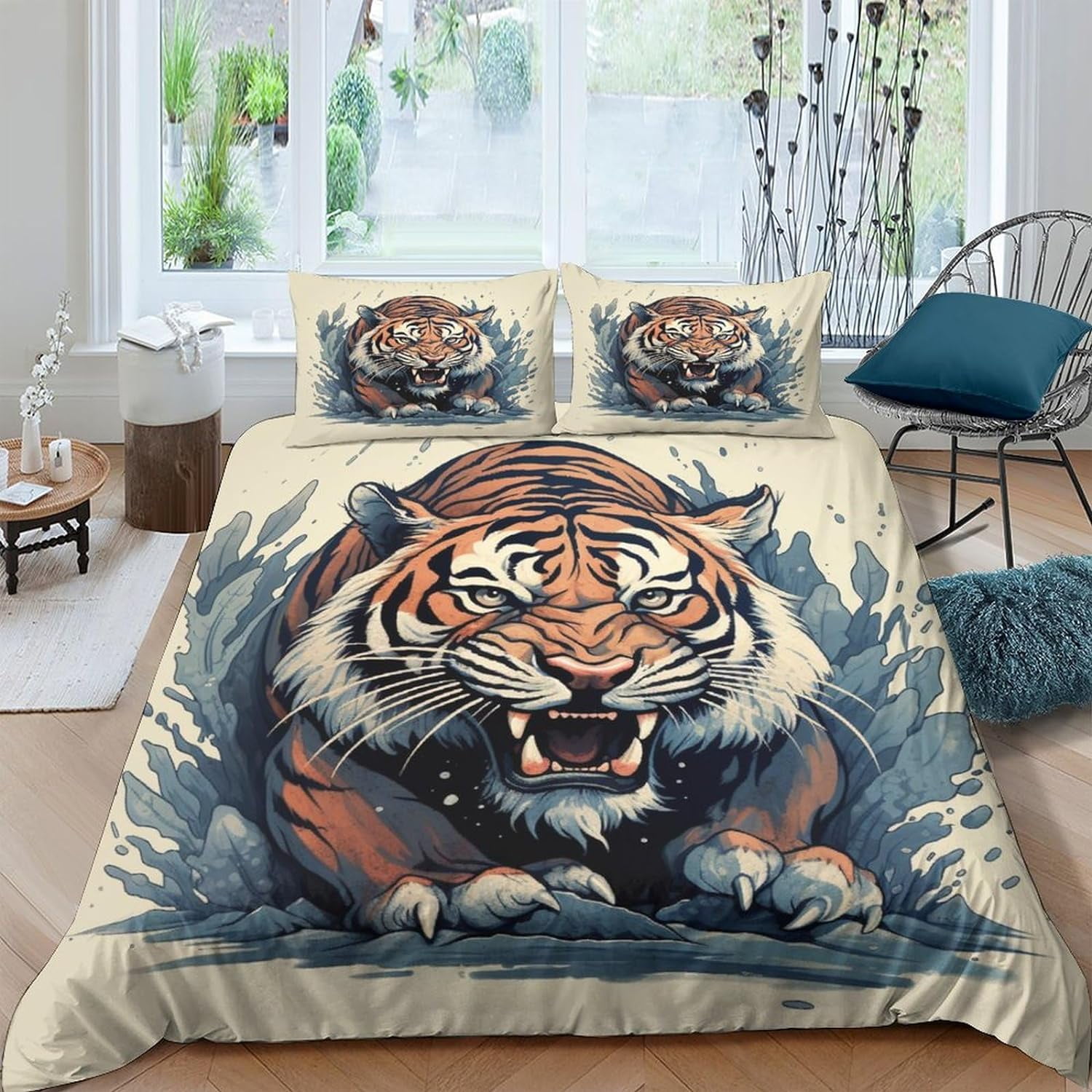 Crawling Tiger Bedding Set Comforter Covers 3D Printed Tattoo Design ...