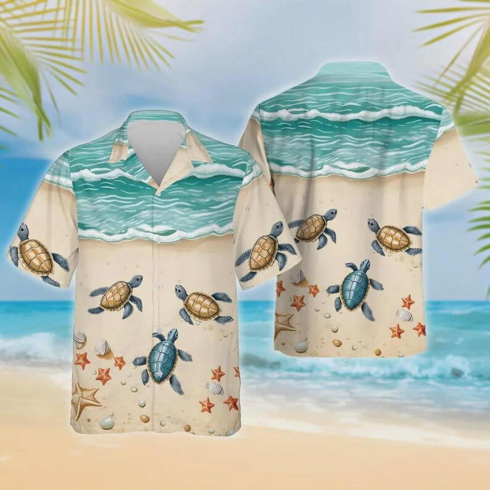 Crawling Turtle Hawaiian Shirts, Tropical Beach Summer Shirts, Turtle ...