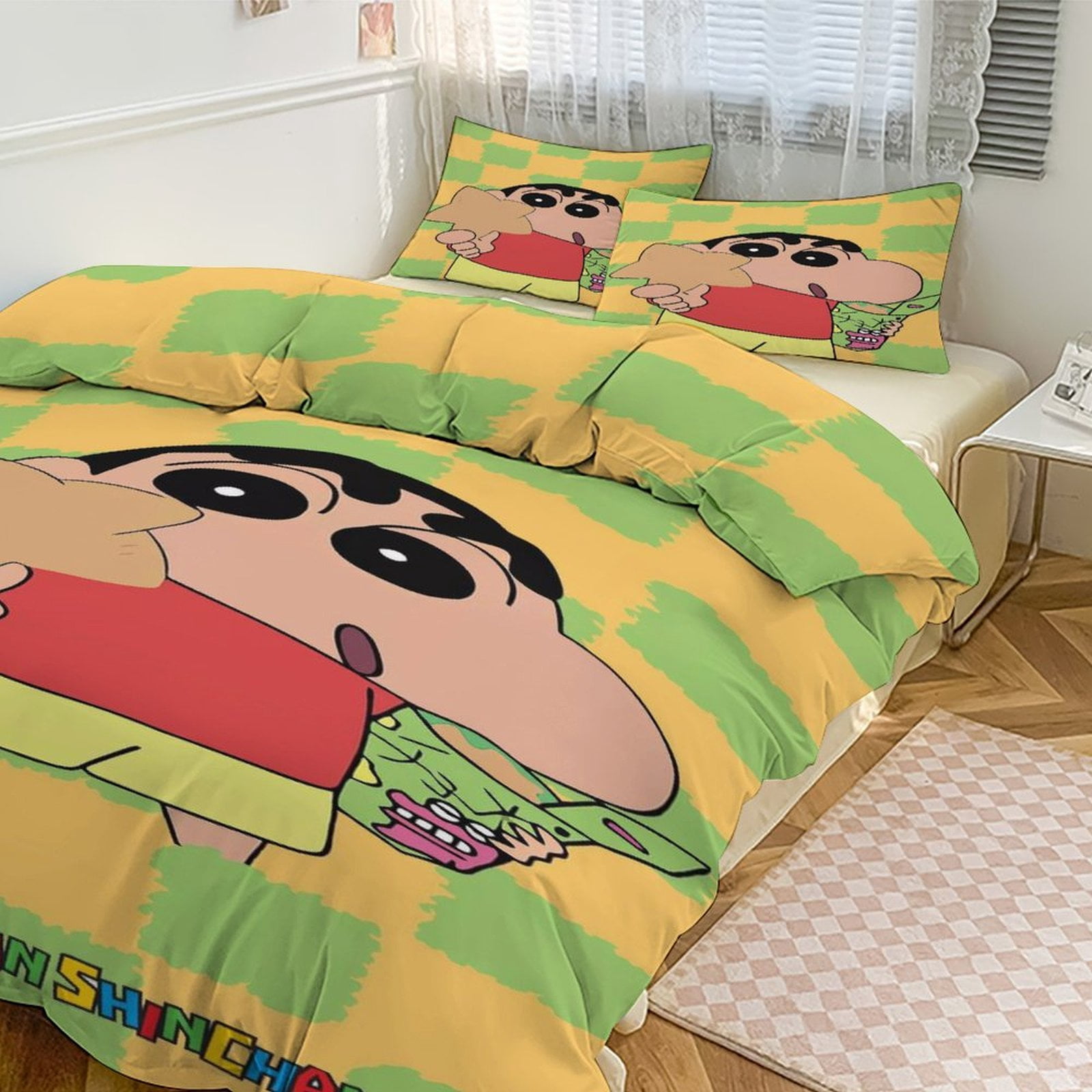 Cray-on Shin-chan Bedding Set Anime Three-piece for Boys Girls Teens ...