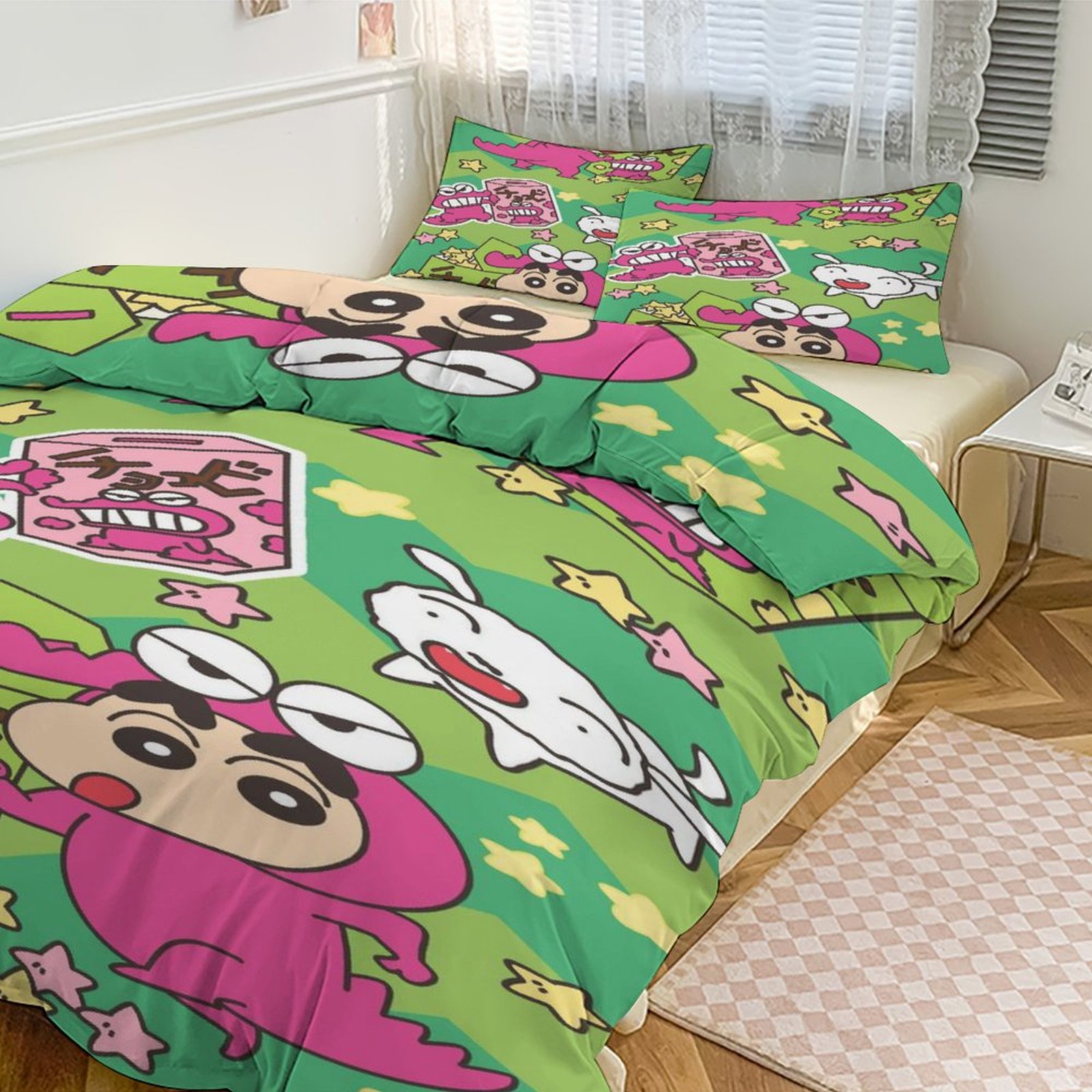 Cray-on Shin-chan Bedding Set Anime Three-piece for Boys Girls Teens ...