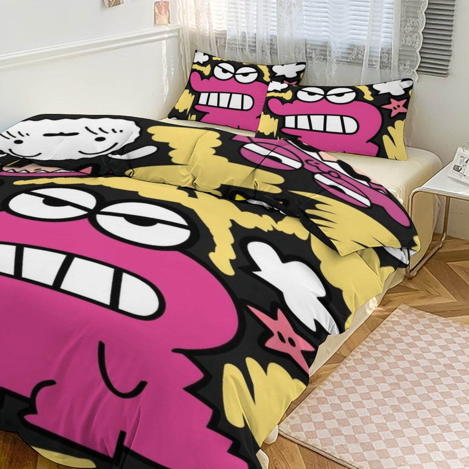 Cray-on Shin-chan Bedding Set Anime Three-piece for Boys Girls Teens ...