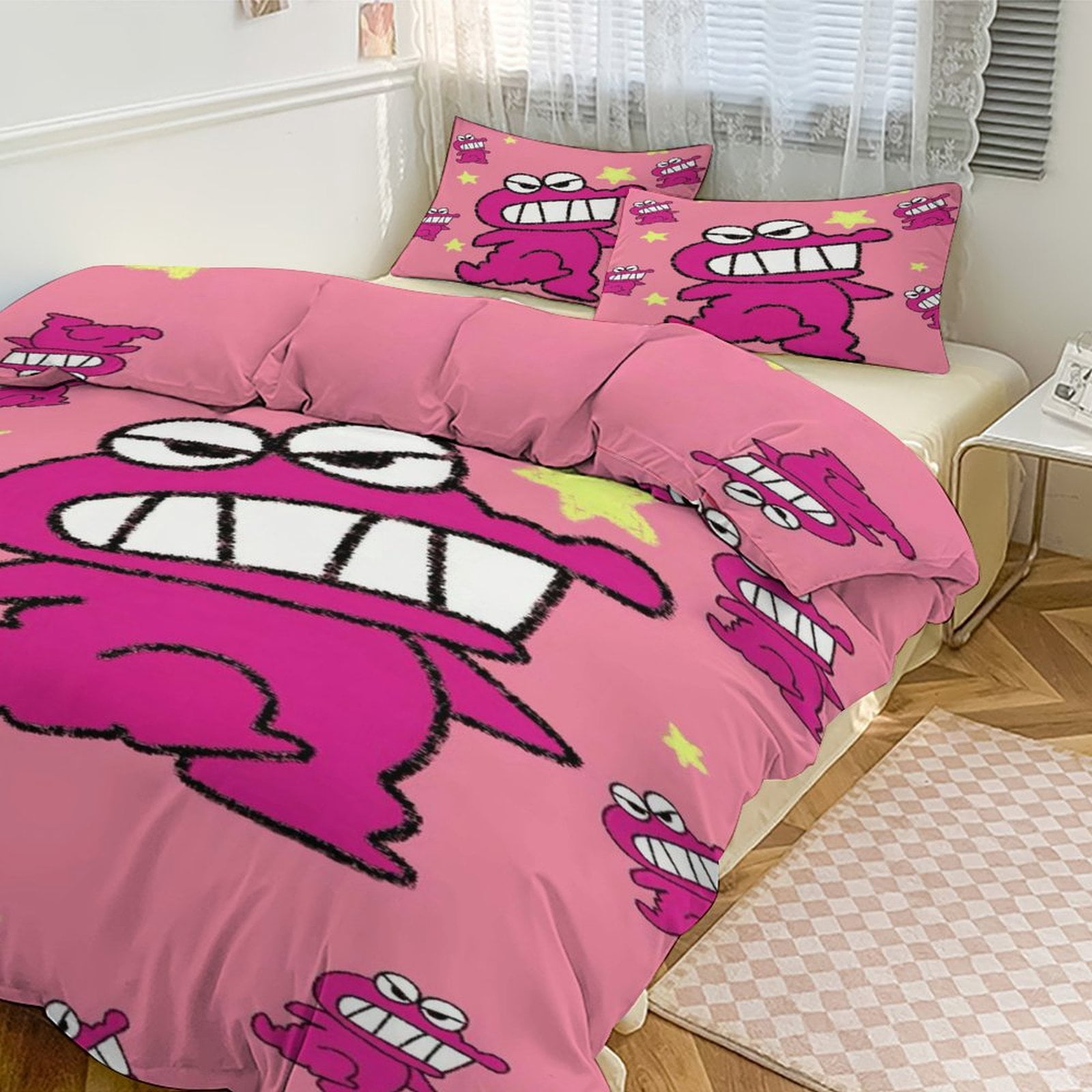 Cray-on Shin-chan Bedding Set Anime Three-piece for Boys Girls Teens ...