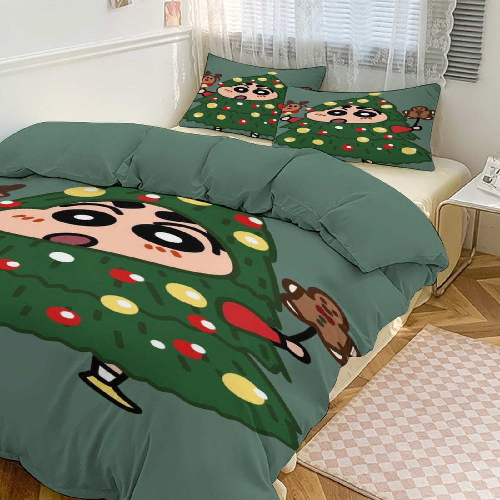 Cray-on Shin-chan Bedding Set Anime Three-piece for Boys Girls Teens ...